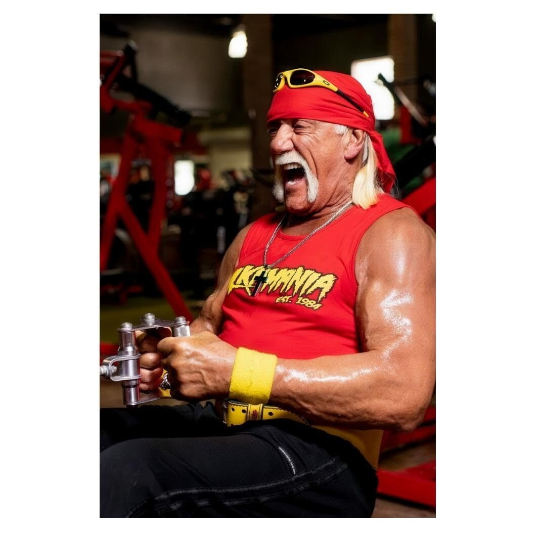 Hulk Hogan Training Portrait Poster Iconic Bodybuilder Wrestling Legend ...