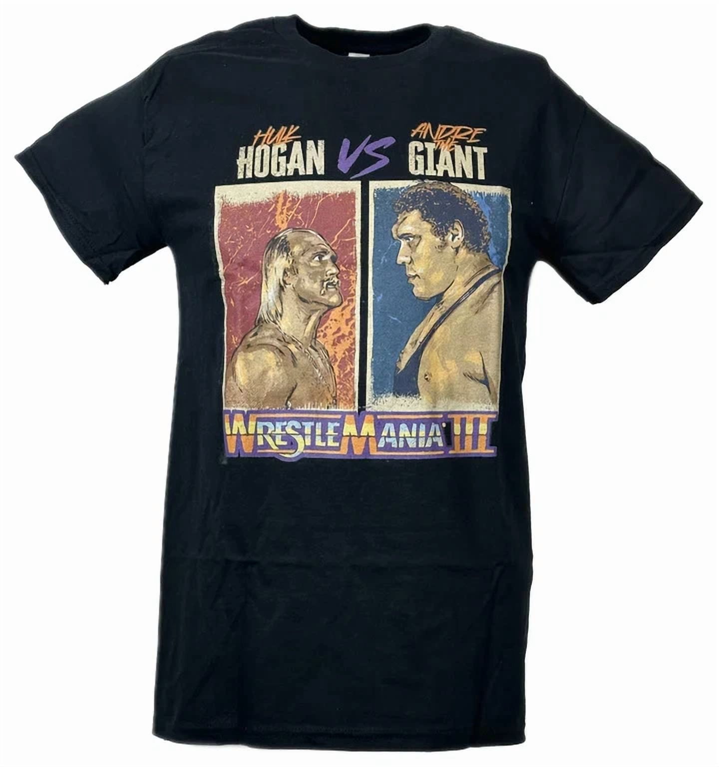 Hulk Hogan Vs Andre The Giant WrestleMania III Black T-shirt - Walmart.com