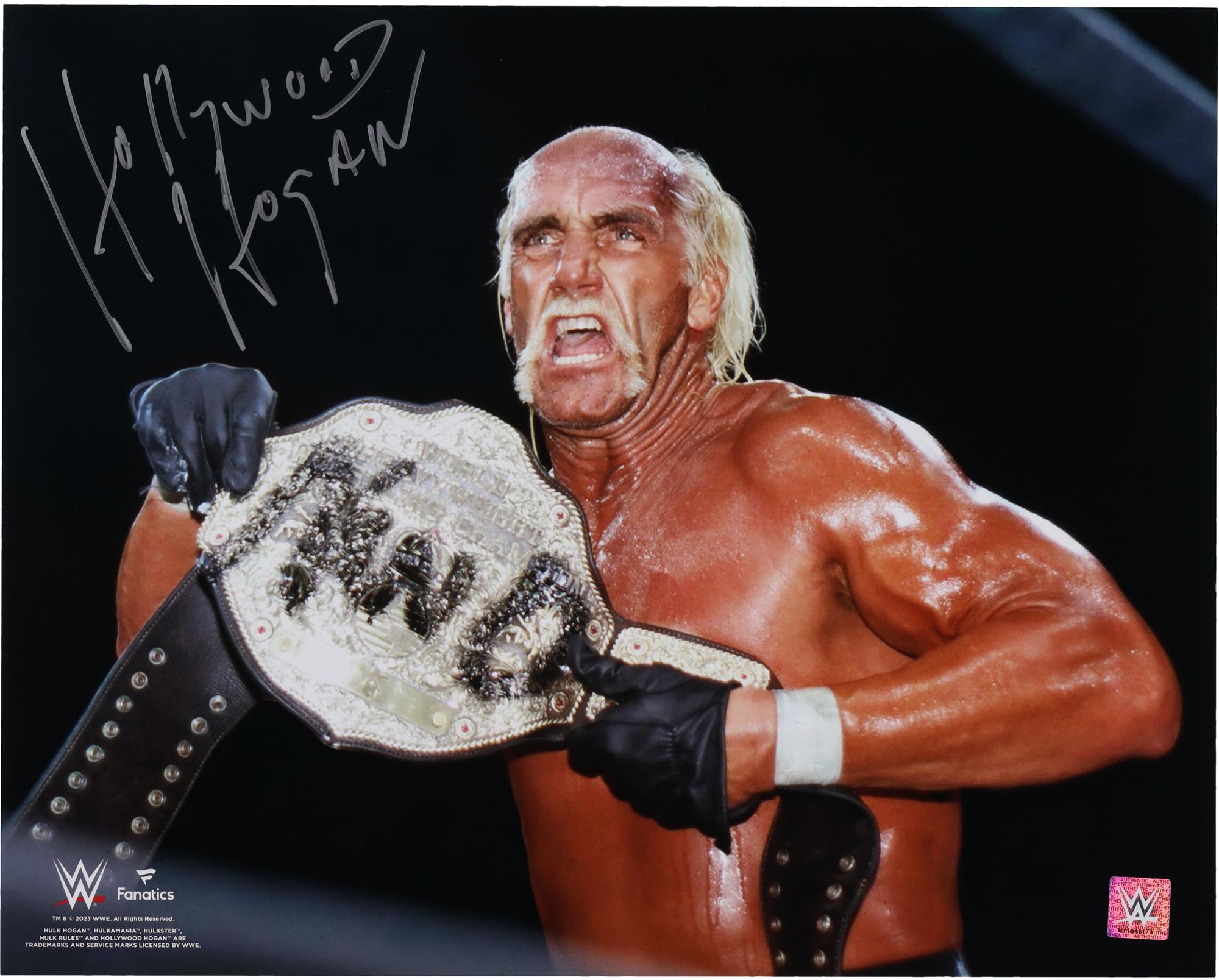 Hulk Hogan WWE Autographed 16" x 20" Holding New World Order Title ...