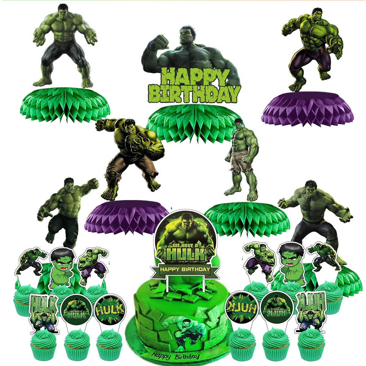 Hulk Honeycomb Centerpieces Table Toppers Cake Toppers Decorations for ...