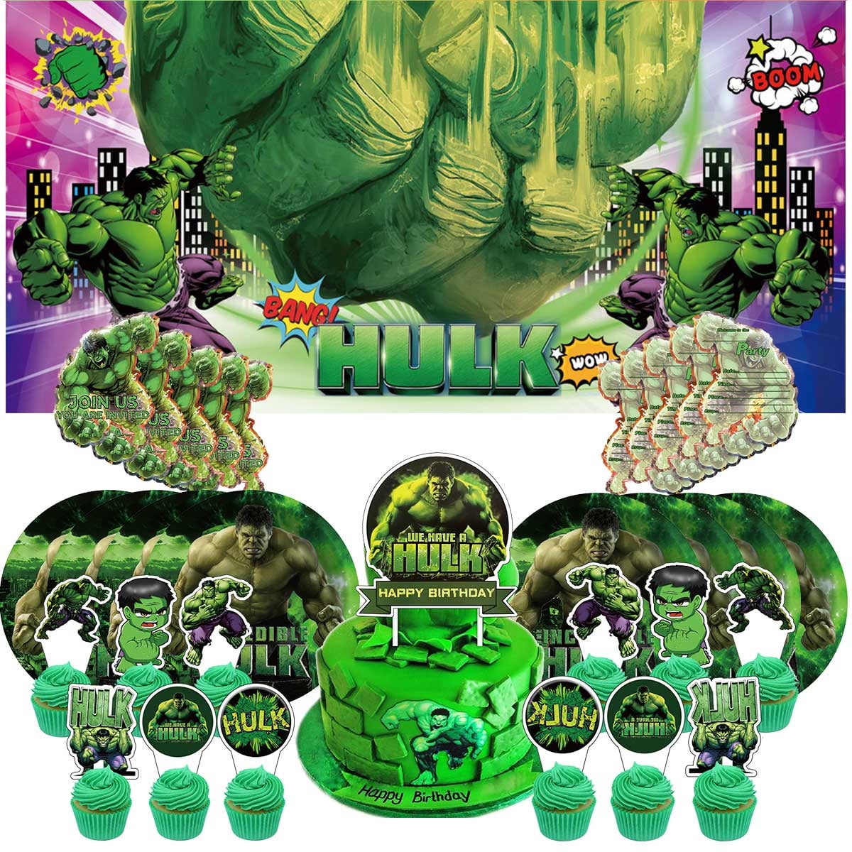 Hulk Invitation Cards Invite Party Supplies Decor Decorations Banner ...