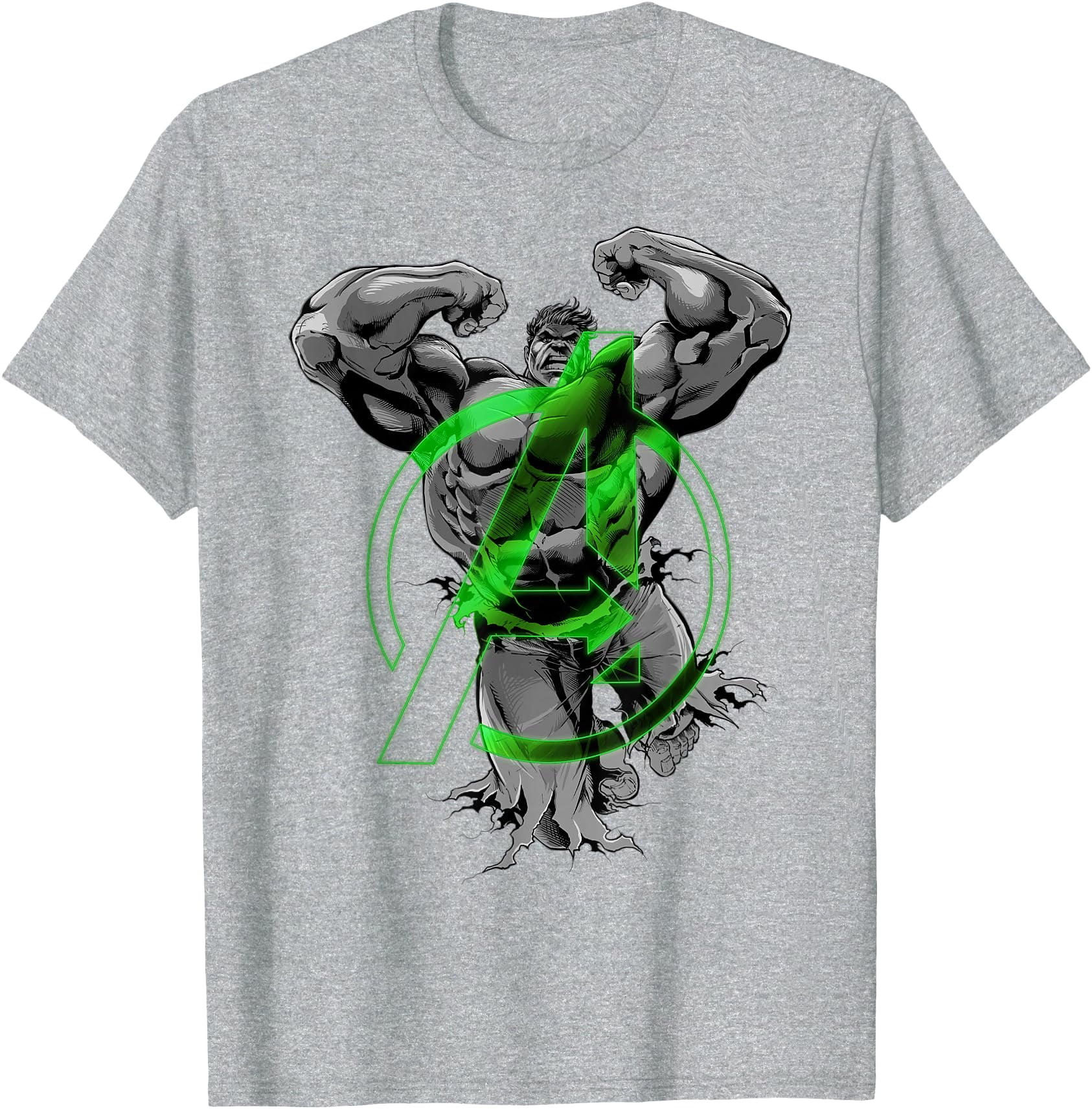 Hulk Jump Smash Portrait DTG Print Unisex T-Shirt,Sport Grey Color,Size ...