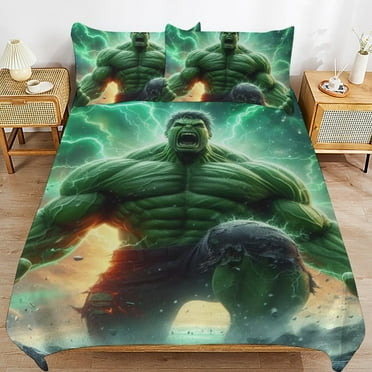 3-Piece Bedding Set Comforter Sets Green Hulk Bed Duvet Cover with 2 ...