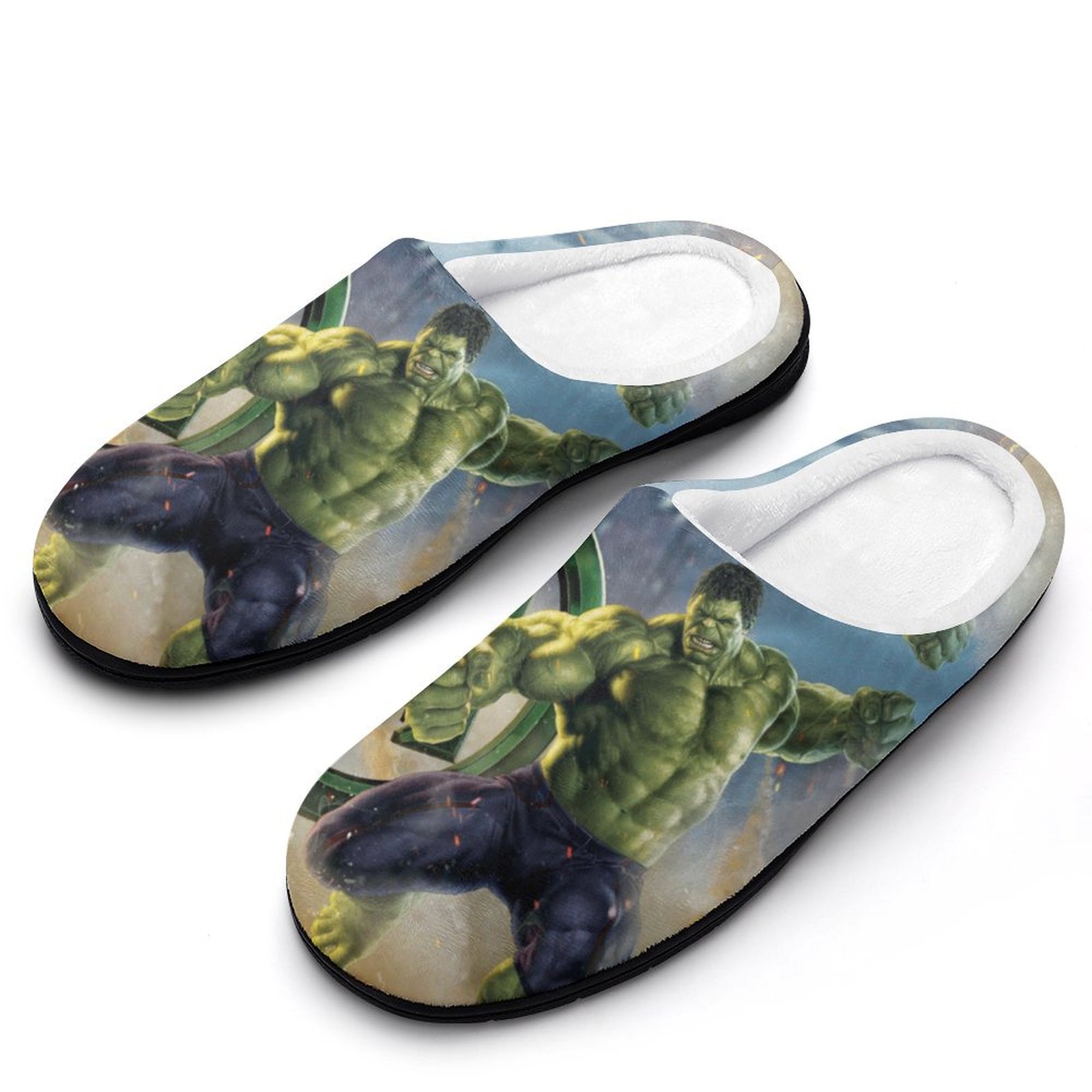 Hulk Men Slippers Non-Slip Fuzzy House Slippers Warm Soft Plush Winter ...