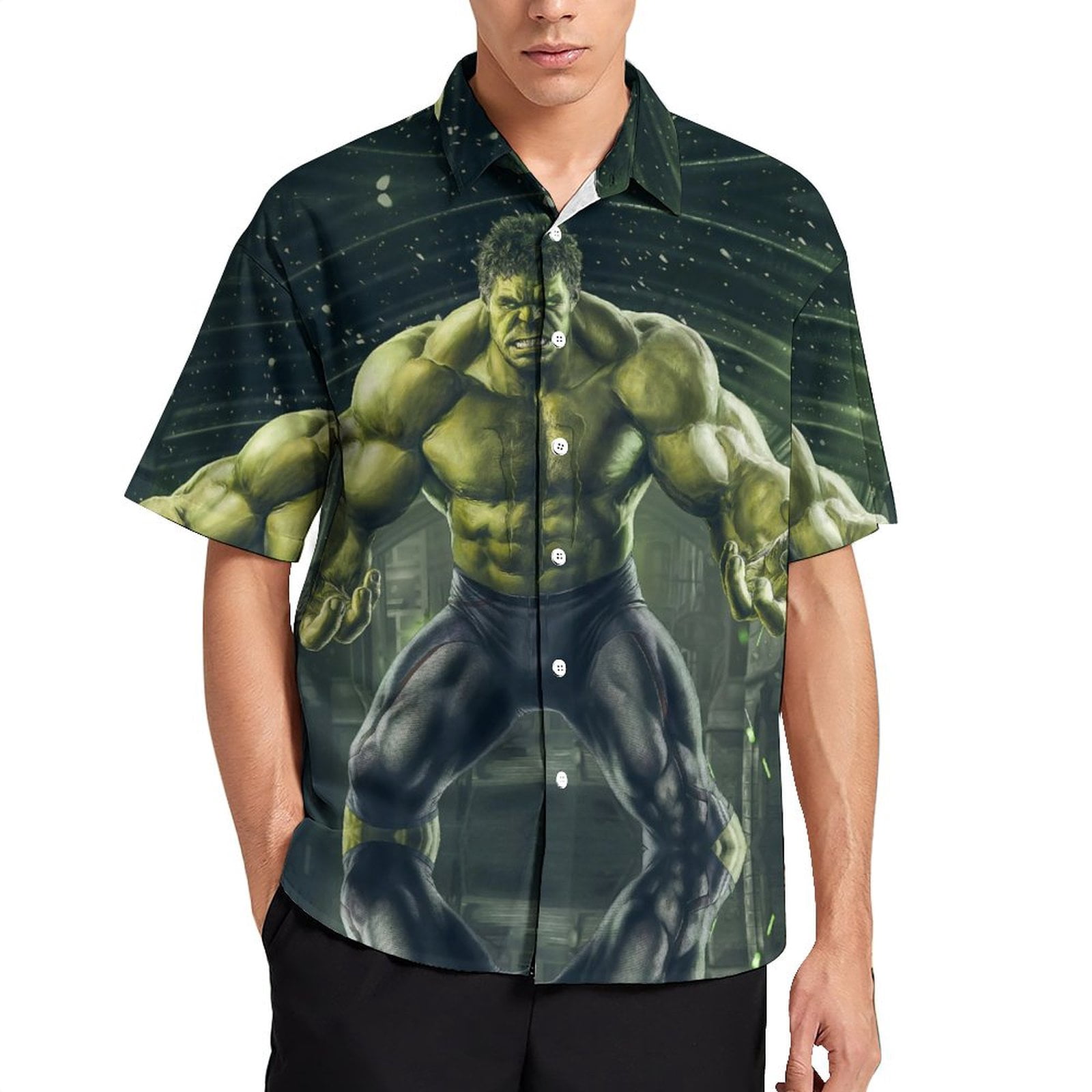 Hulk Mens Hawaiian Shirt Short Sleeve Button Down Shirts Tropical ...