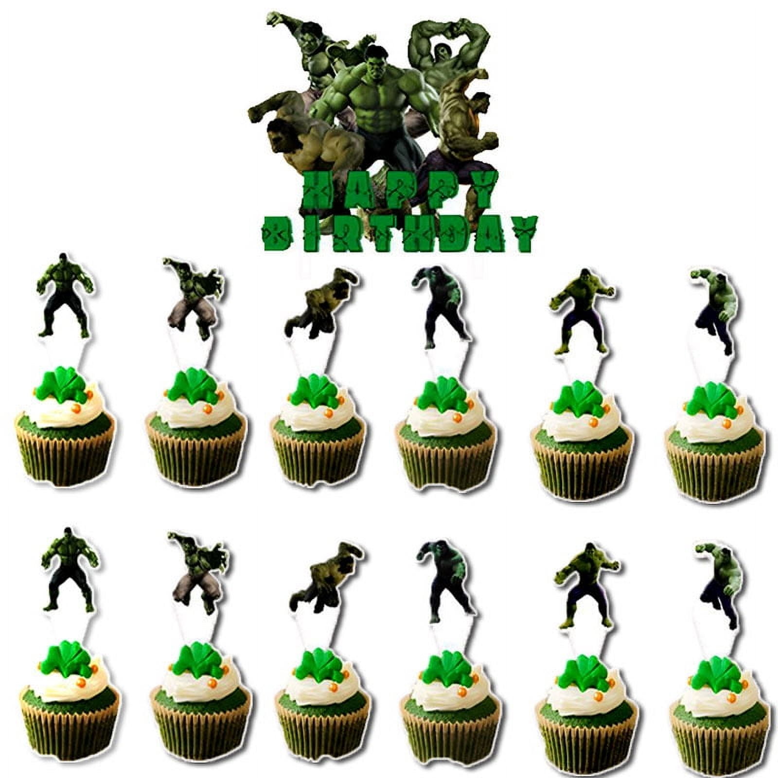 Hulk Party Decoratiom, 50 pcs Cake Decoration Party Supplies Cupcake ...
