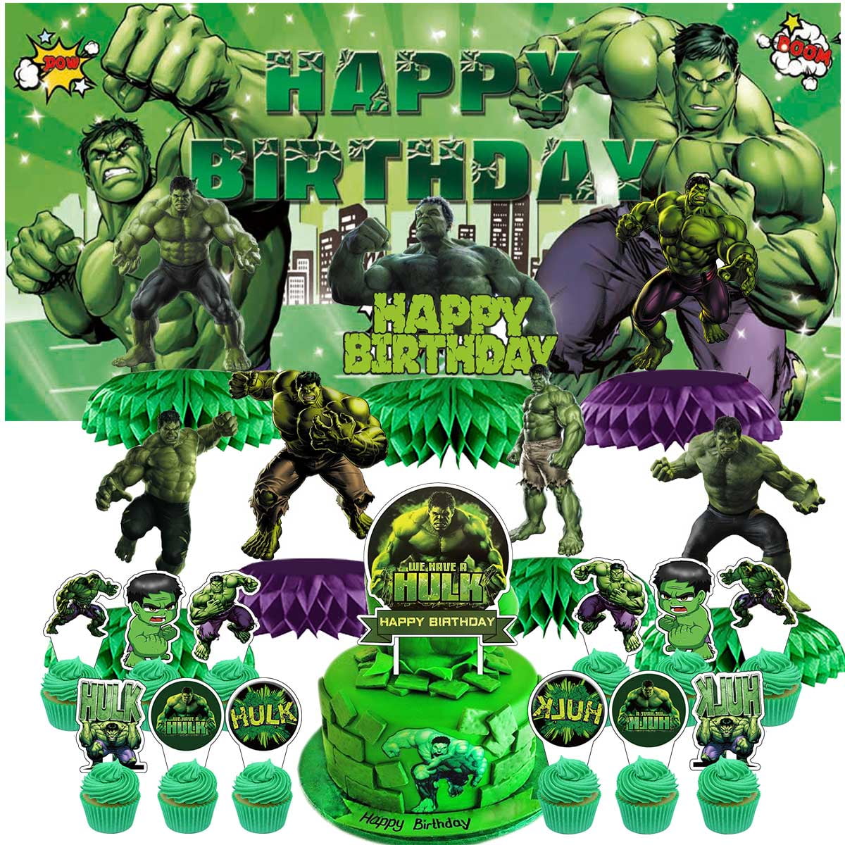 Hulk Party Decorations Decor Supplies Honeycomb Centerpieces Table ...