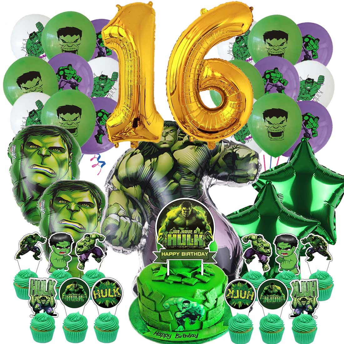 Hulk Party Supplies 16th Decor Kit Balloons Birthday Cake Topper ...