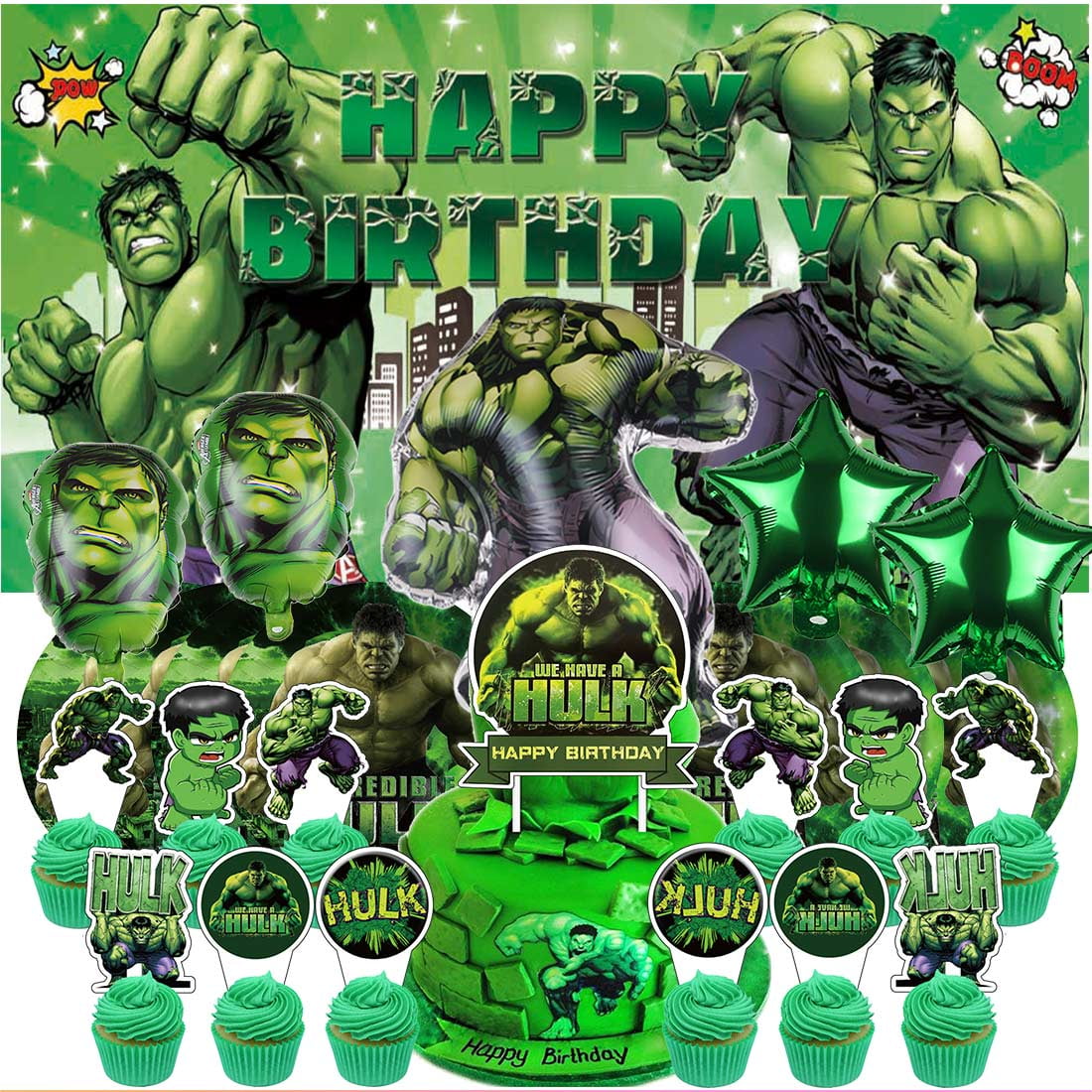Hulk Party Supplies Decor Tableware Backdrop Banner Cake Topper ...