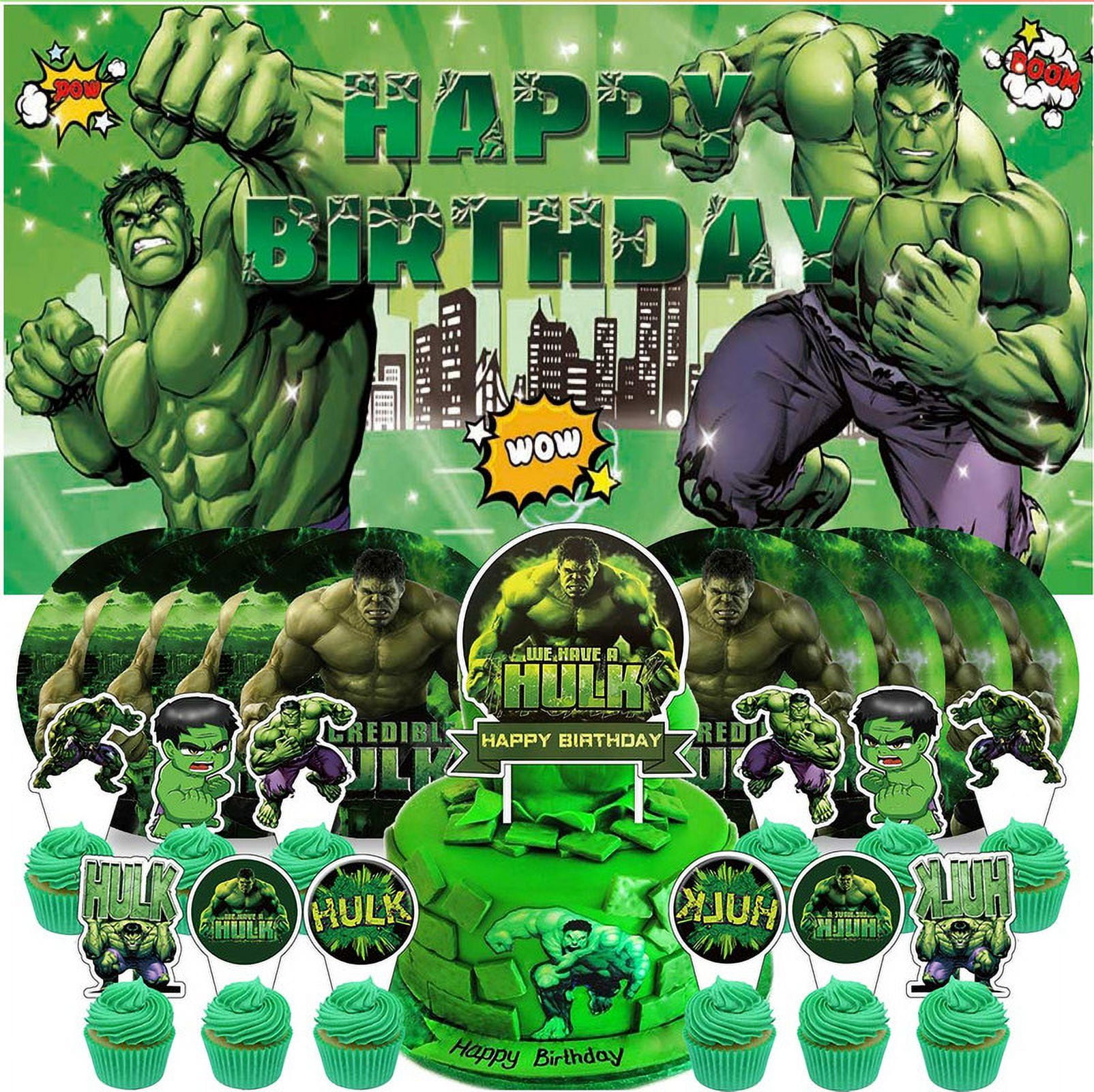 Hulk Plates Birthday Decor Banner Decorations Background Backdrop Cake ...