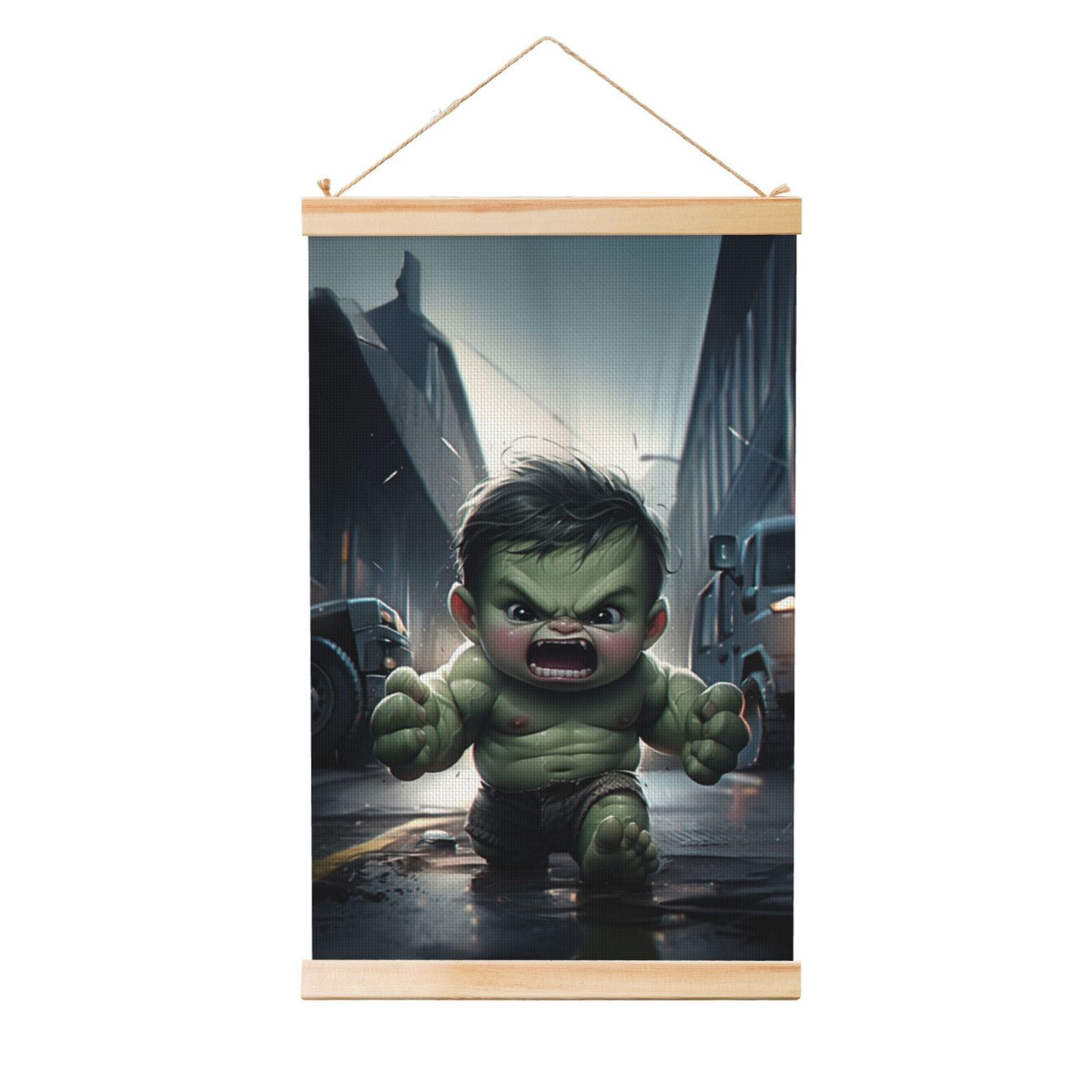 Hulk Poster Canvas Wooden Shaft Hanging Poster Home Decor, Aesthetic ...