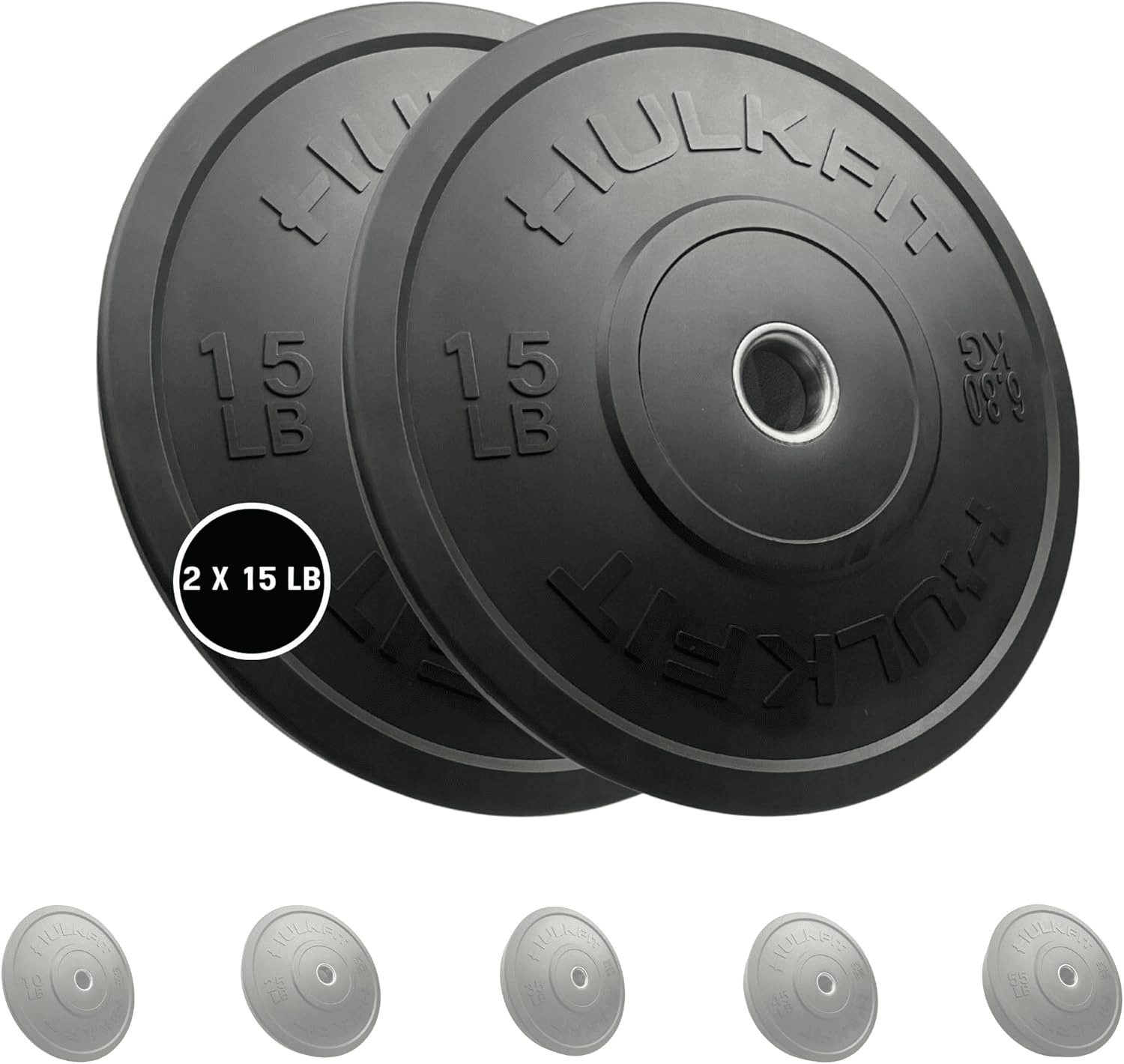 Free Shipping! Hulkfit 2” Olympic Rubber Bumper Weight Plates 15lb Pair ...