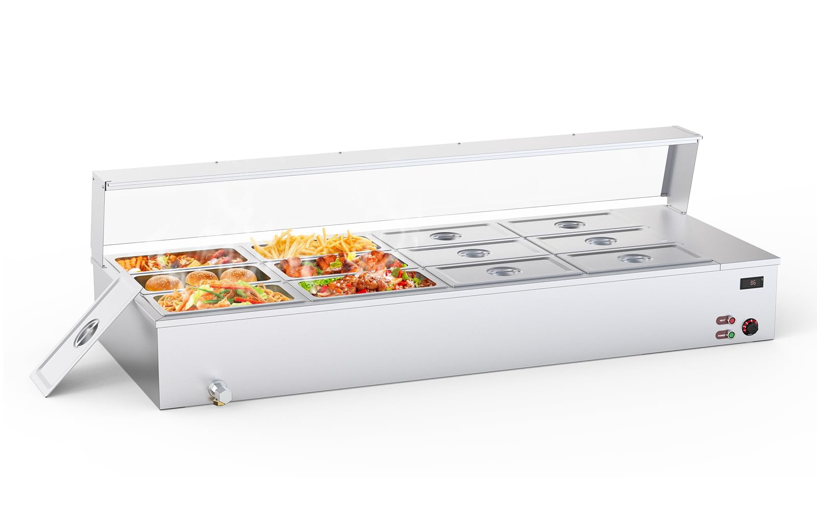 Huloretions 12 Pan Commercial Food Warmer,12x 8QT Electric Steam Table ...