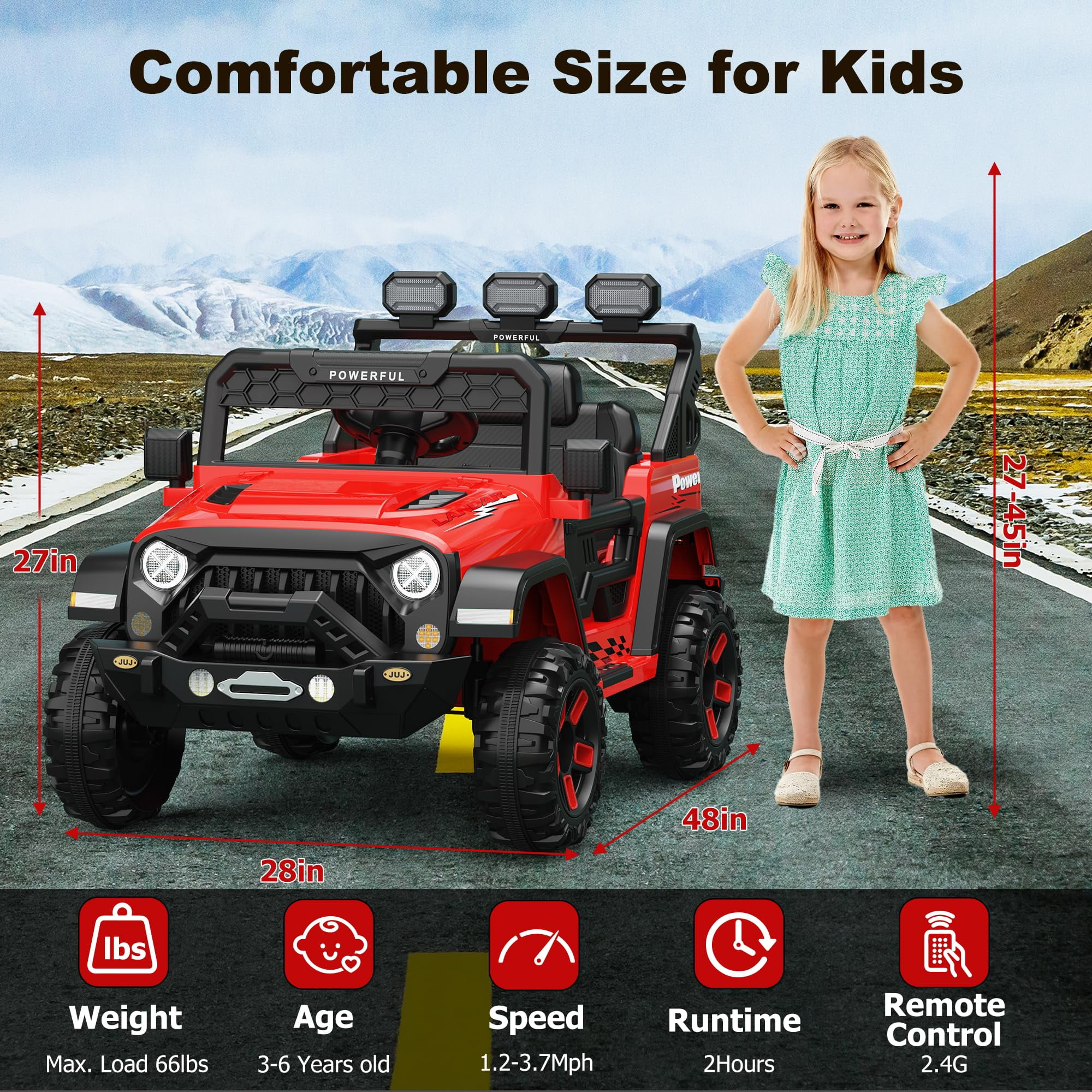 Huloretions 12V Kids Ride On Truck Car with Parent Remote Control, Kids ...