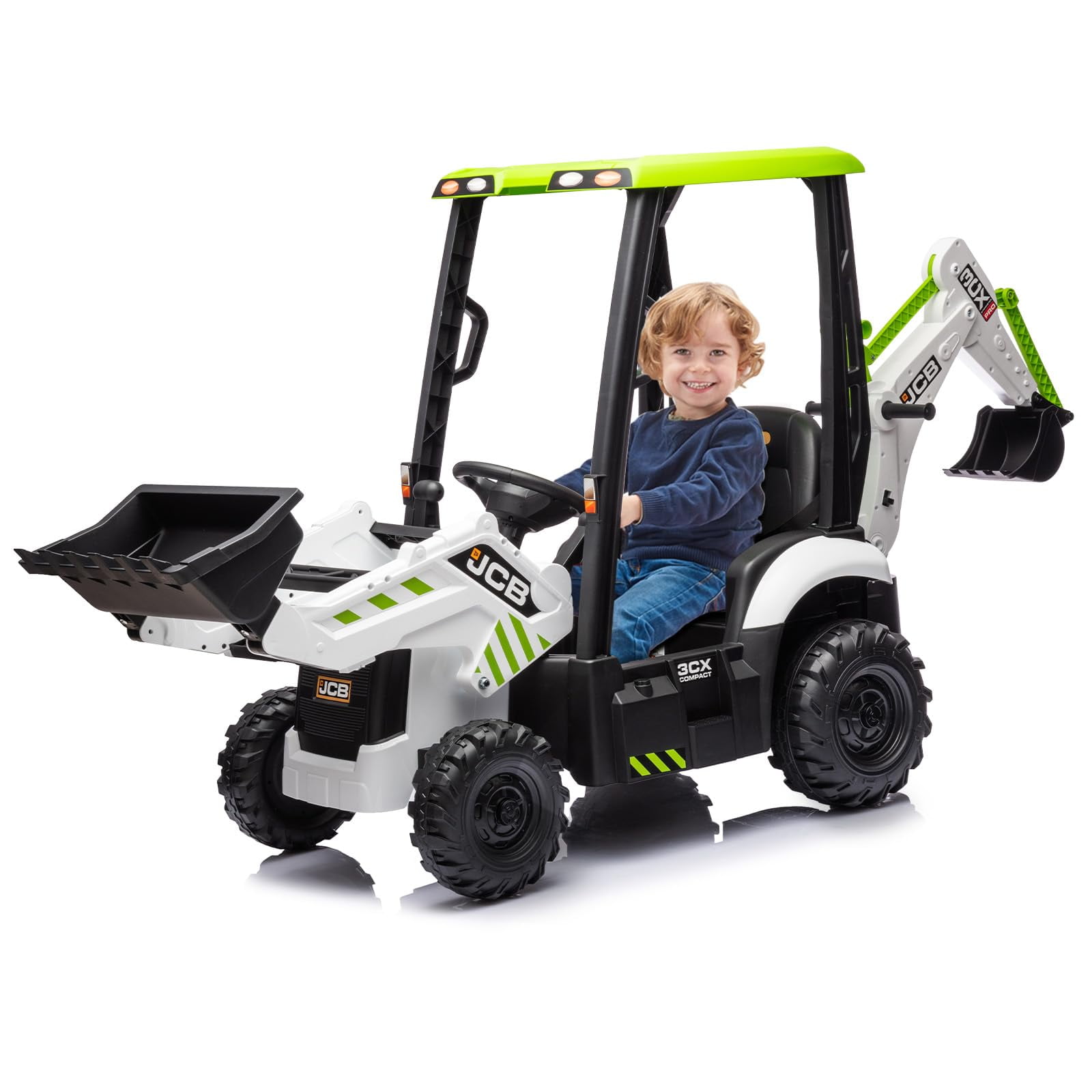 Huloretions 12V Licensed JCB Ride On Excavator, 4 in 1 Kids Excavator ...