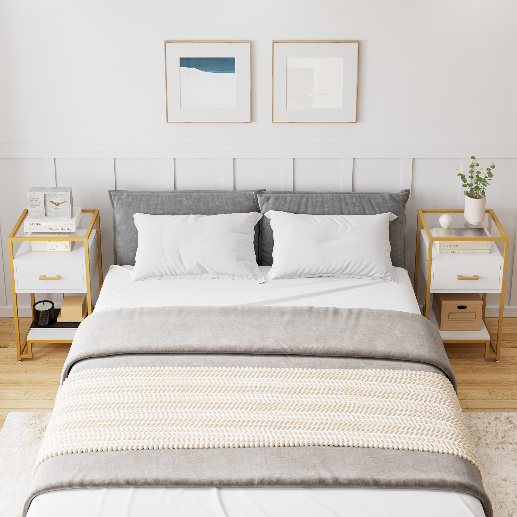 Huloretions 1PCS Nightstands with Storage Drawer, 3-Tier Shelving ...