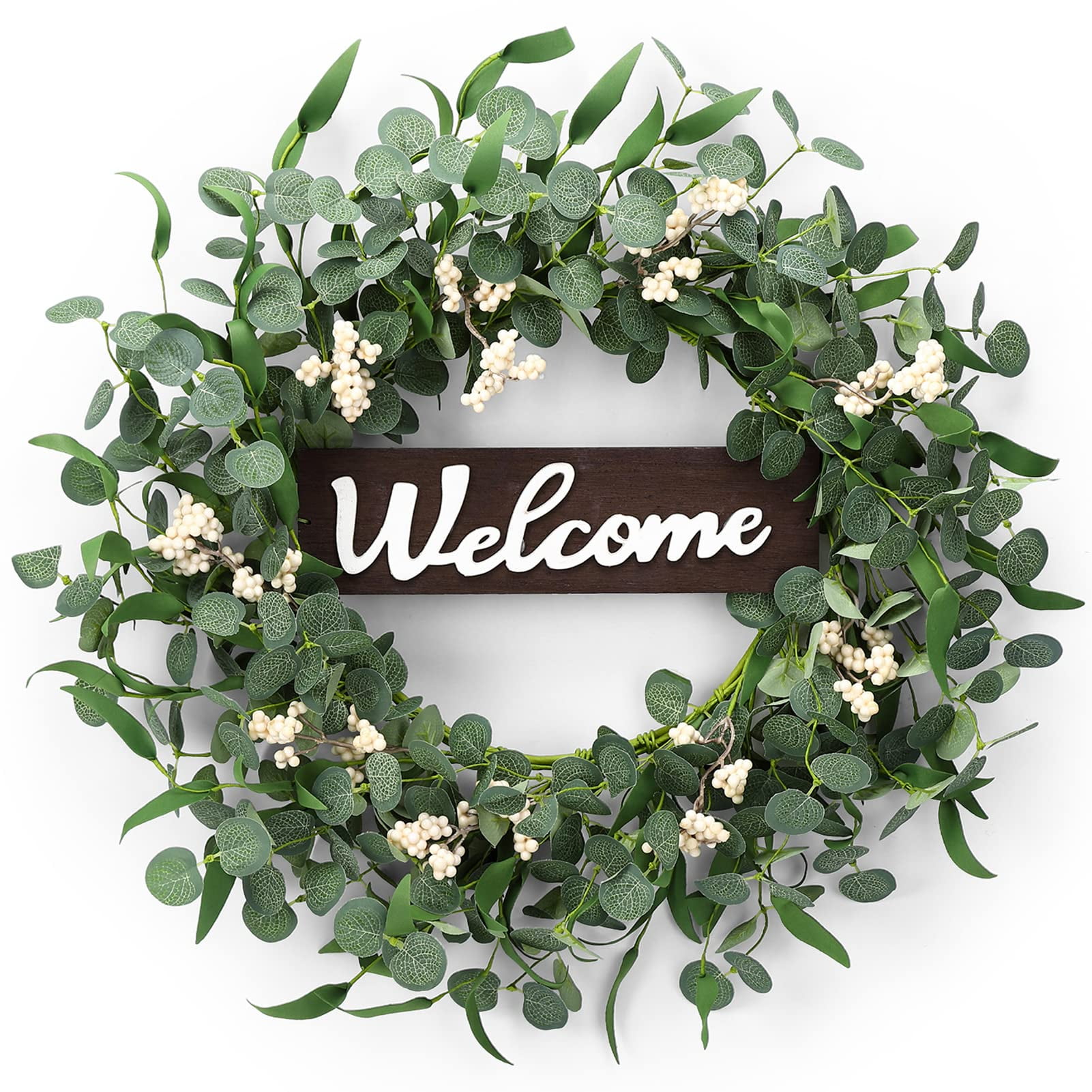 Huloretions 20" Eucalyptus Wreaths for Front Door,Spring Summer Wreath ...