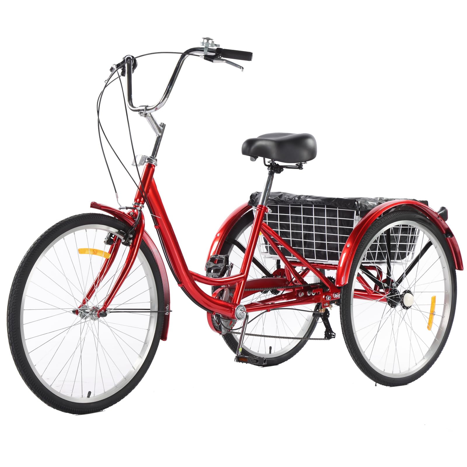 Huloretions 24 Inch Adult Tricycle,3 Wheel Bikes for Adults with 7 ...