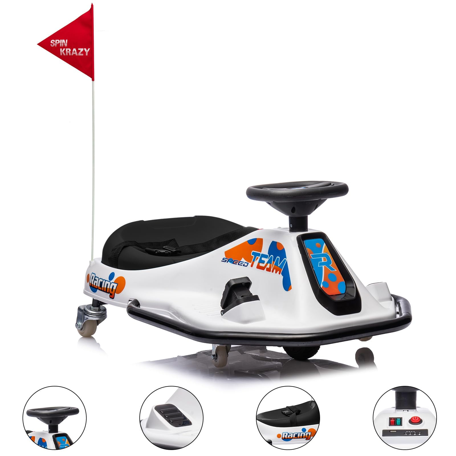 Huloretions 24V Ride On Electric Drifting Go Kart For Kids,Outdoor Ride ...