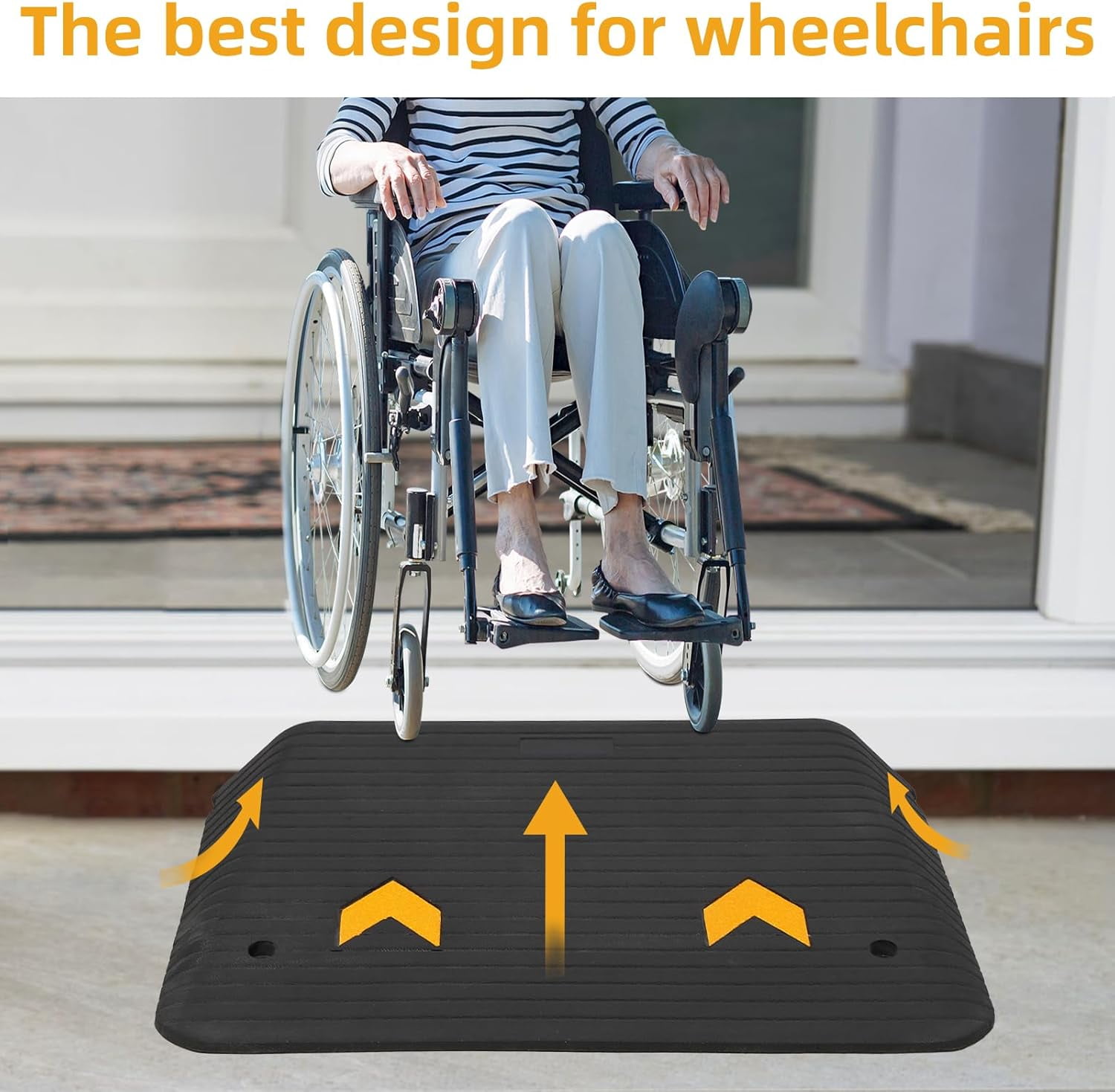 Huloretions 3.5" Rise Rubber Threshold Ramp - Heavy-Duty Wheelchair ...