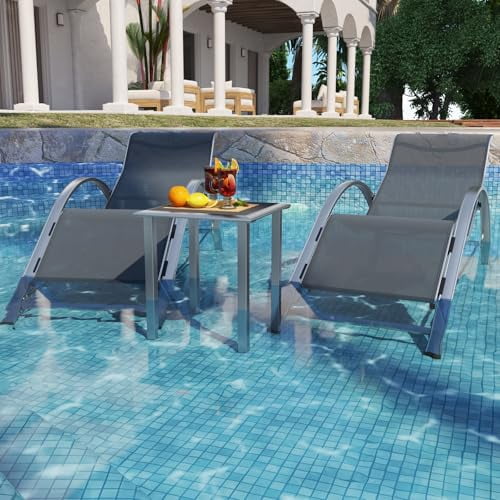 Huloretions 3 Pieces Patio Chaise Lounge Set, Outdoor Patio Furniture ...