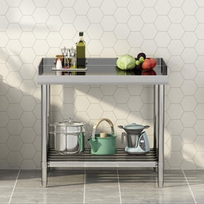 ROVSUN 60'' x 24'' Stainless Steel Table for Prep with Backsplash ...