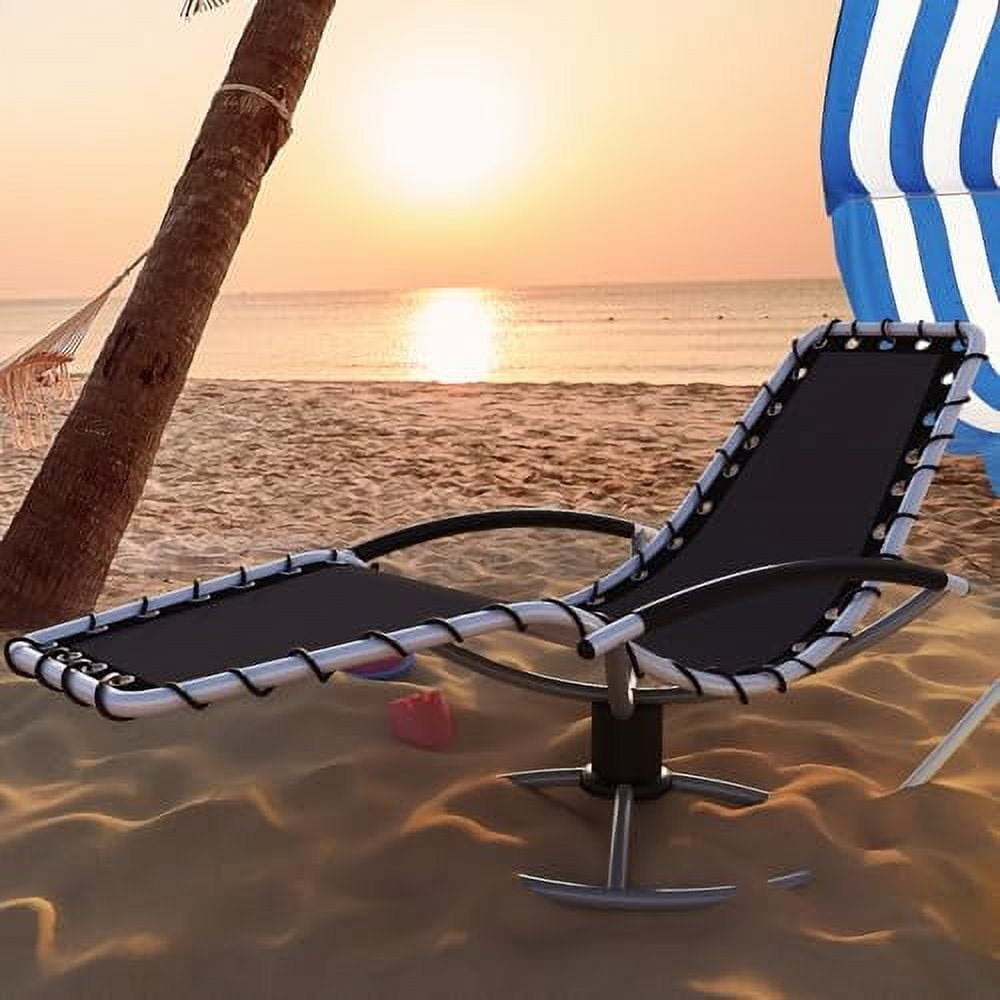 Huloretions 360° Rotating Outdoor Lounge Chair, Iron Patio Chaise ...