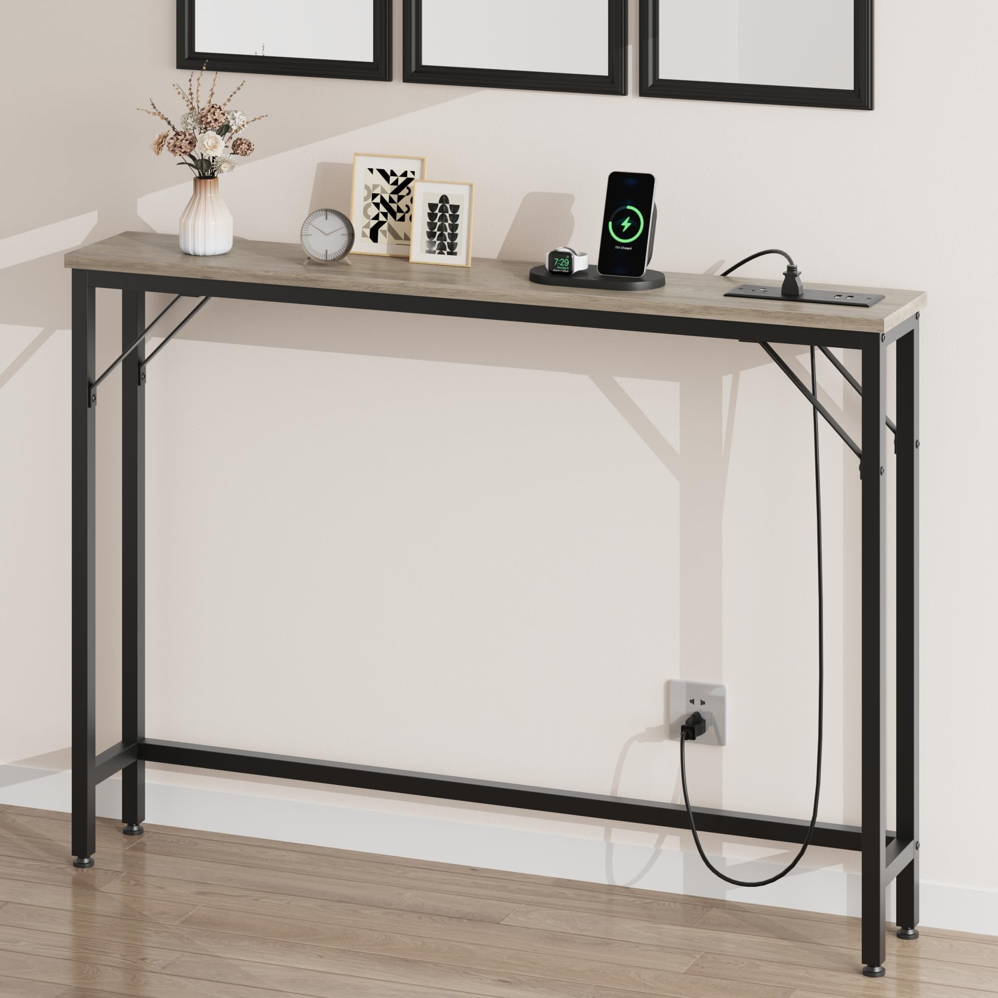Huloretions 39in Sofa Table Slim Behind Entryway Table Display Shelf ...