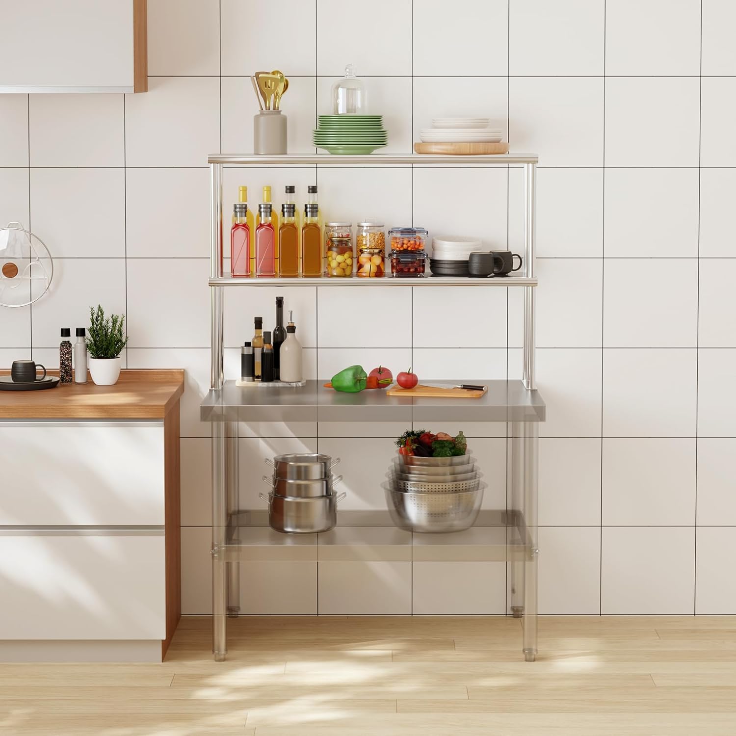 Huloretions 47×12 Inches Stainless Steel Work Table, Height Adjustable ...