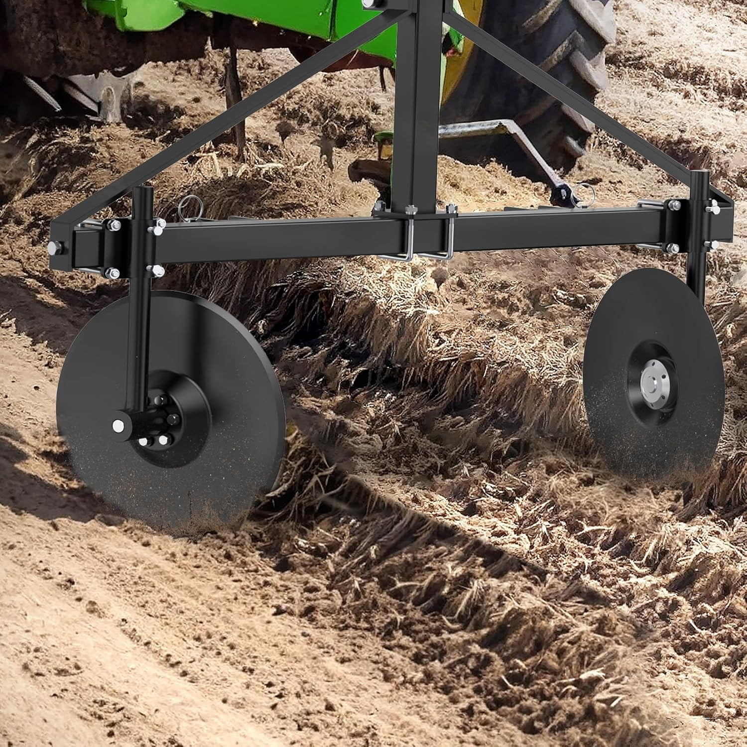 Huloretions 48" Adjustable Disc Bedder, Heavy Duty Garden Disc Plow Compatible for Category 1, 3 ...