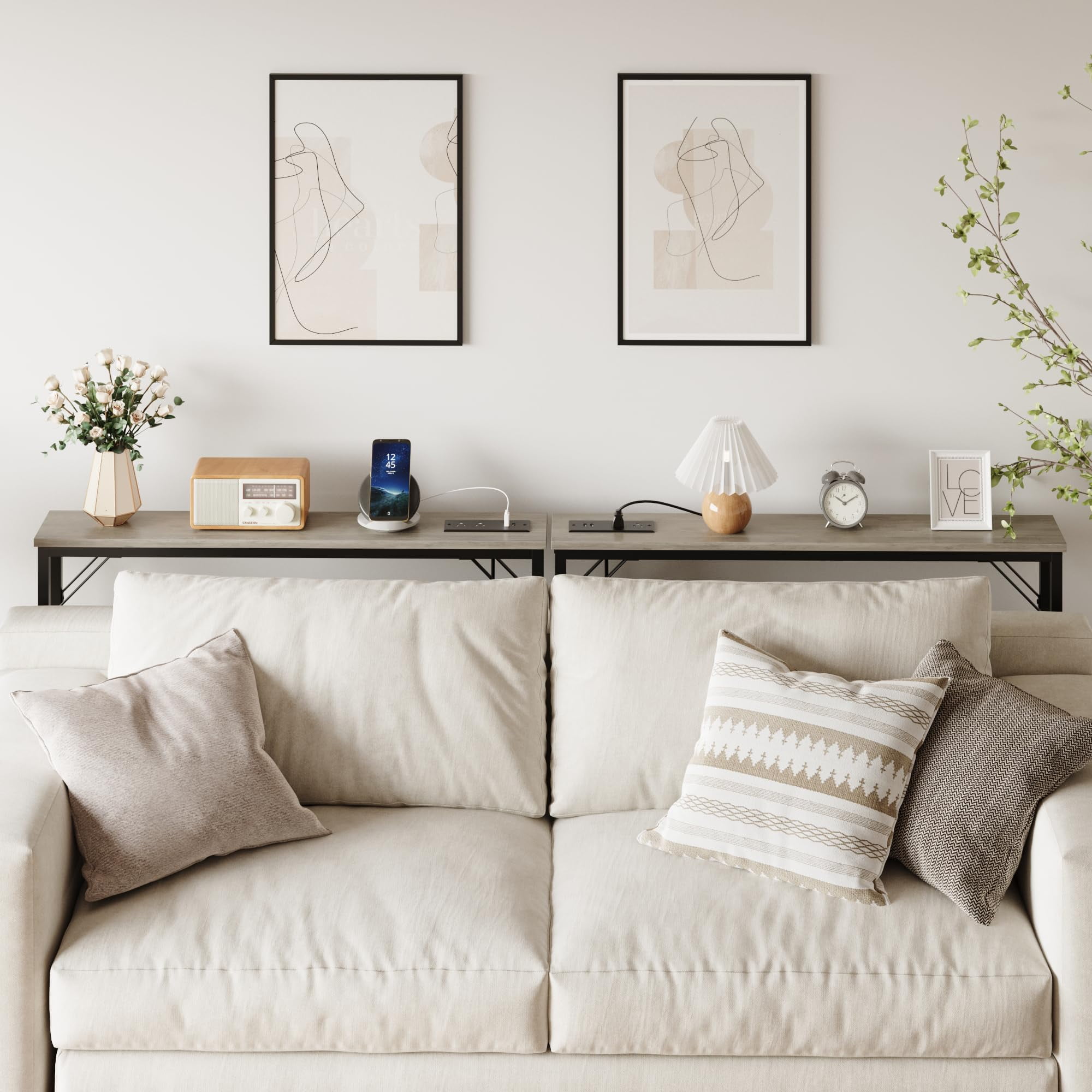 Huloretions 5.9" Narrow Sofa Table, Skinny Console Table with Storage ...