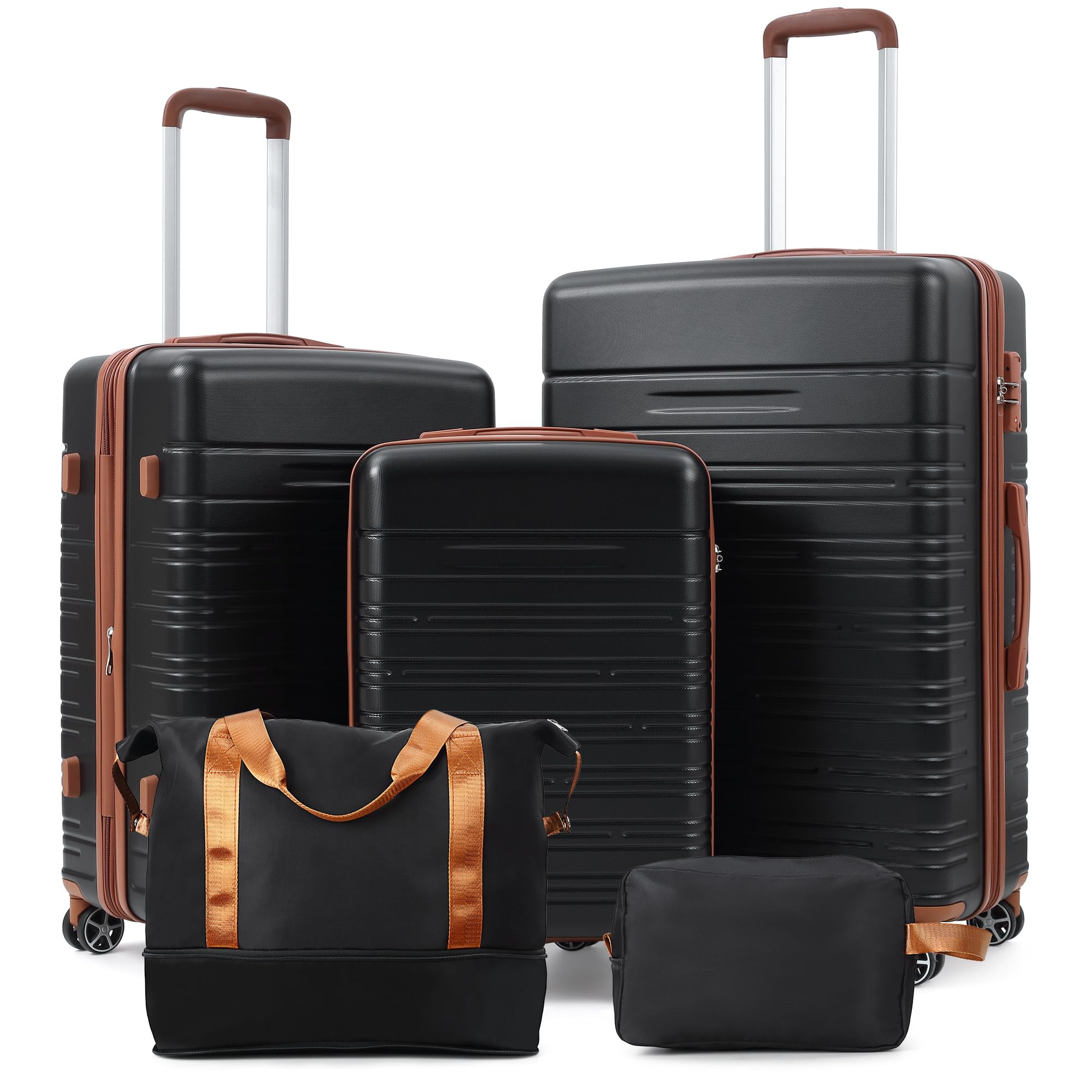 Huloretions 5 Piece Luggage Sets, Suitcase with Carry On Bag Set ...