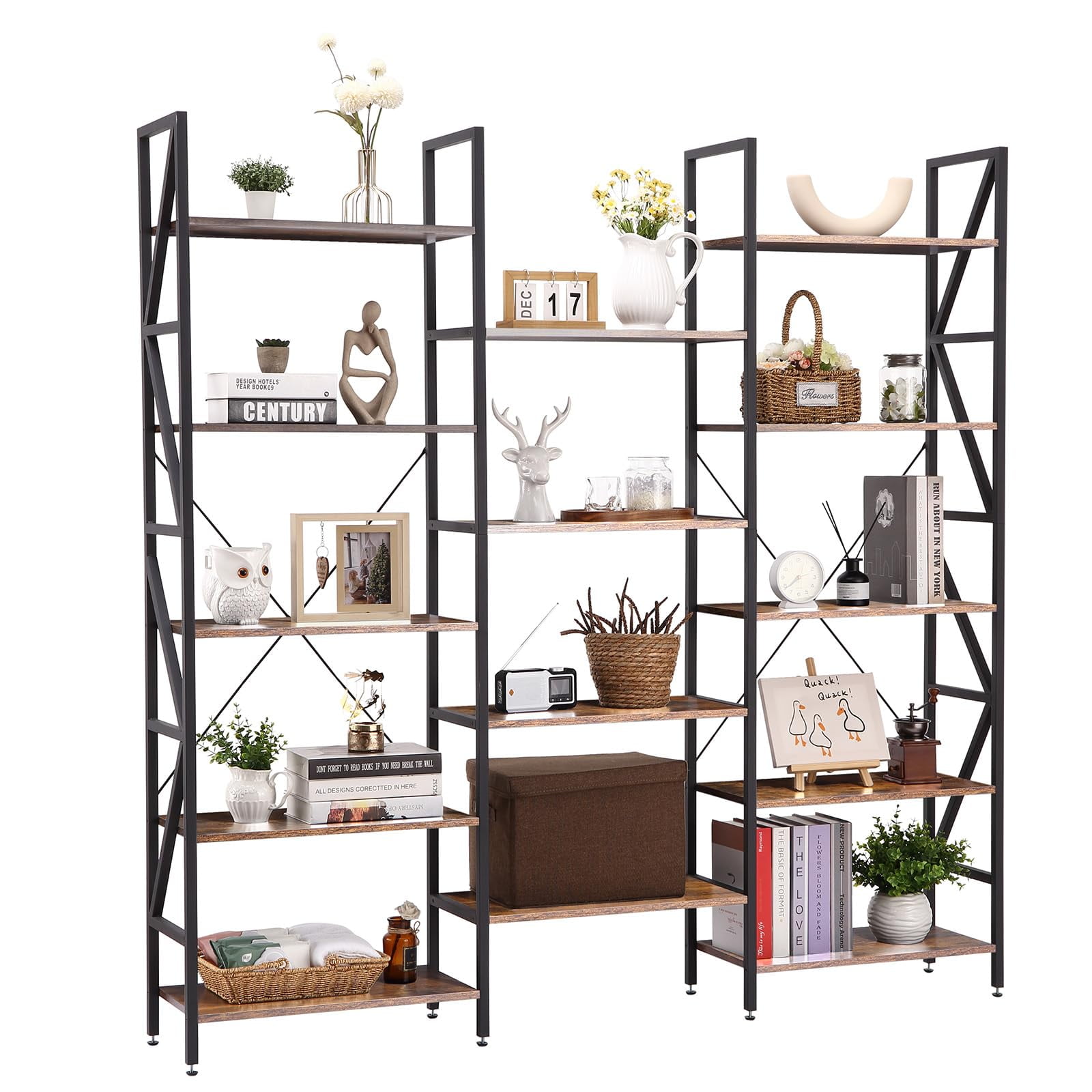 Huloretions 5 Tiers Bookshelf,Tall Bookcase Shelf Storage Organizer ...