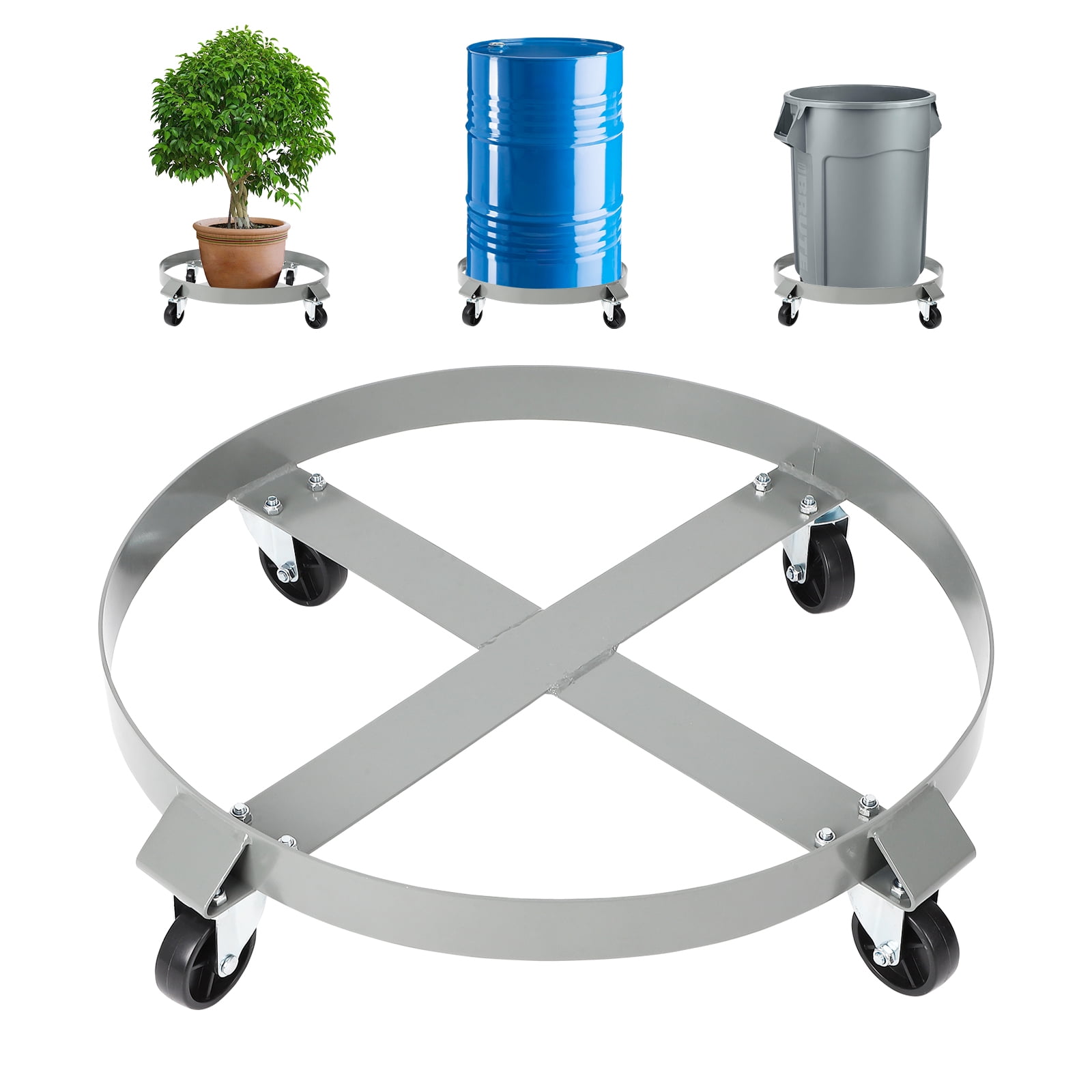 Huloretions 55 Gallon Drum Dolly, Metal Dolly with Cross Braces and 4 ...