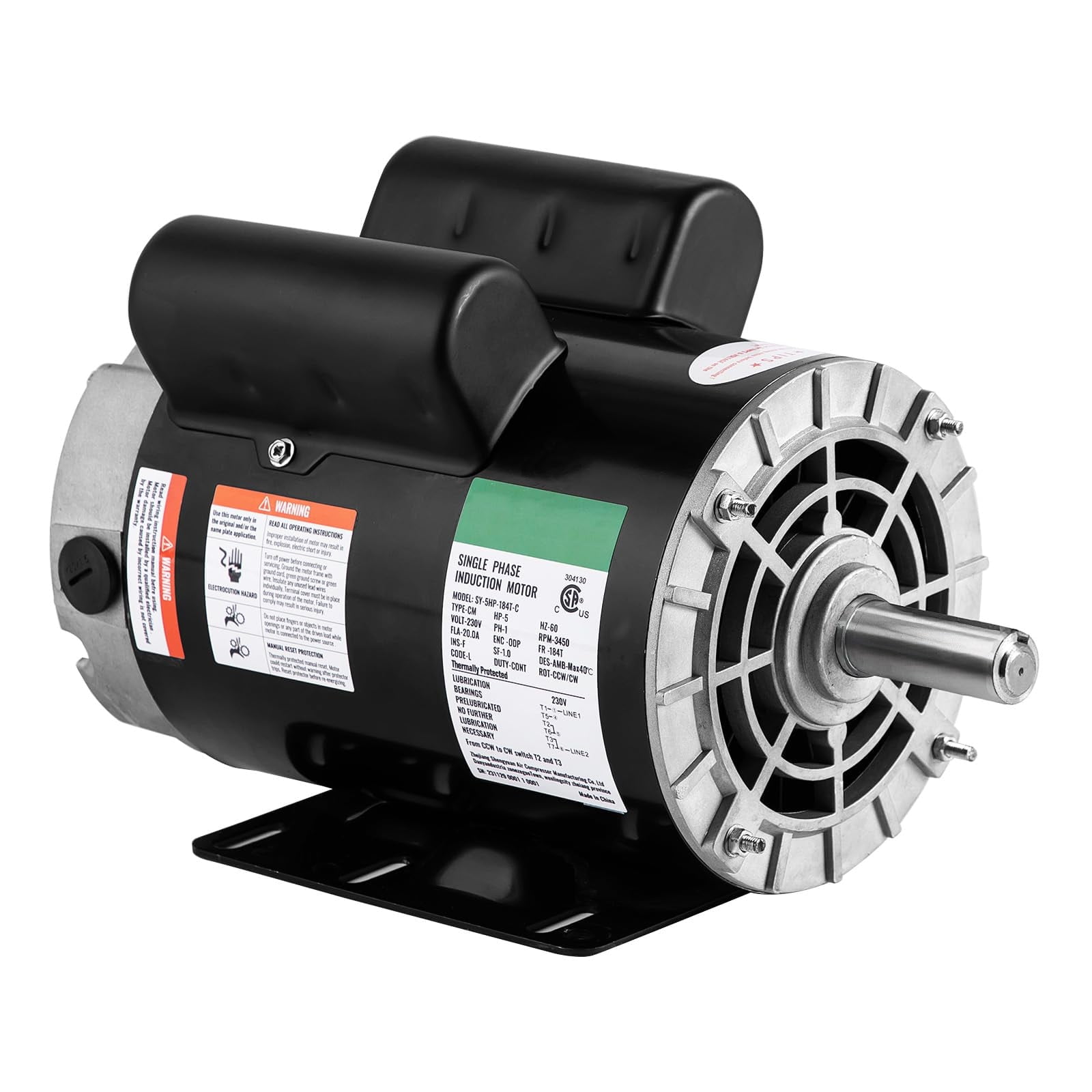 Huloretions 5HP Air Compressor Motor,3450RPM 56 Frame Electric Motor ...