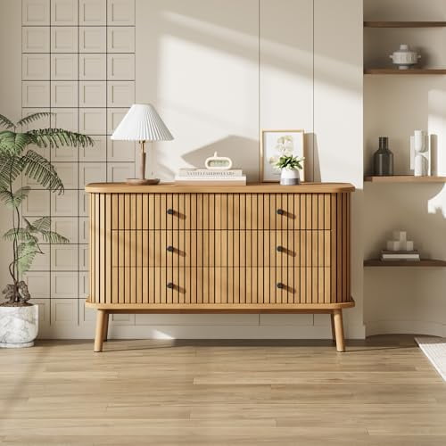 Huloretions 6 Drawer Dresser, Horizontal Chests of Double Drawers for ...