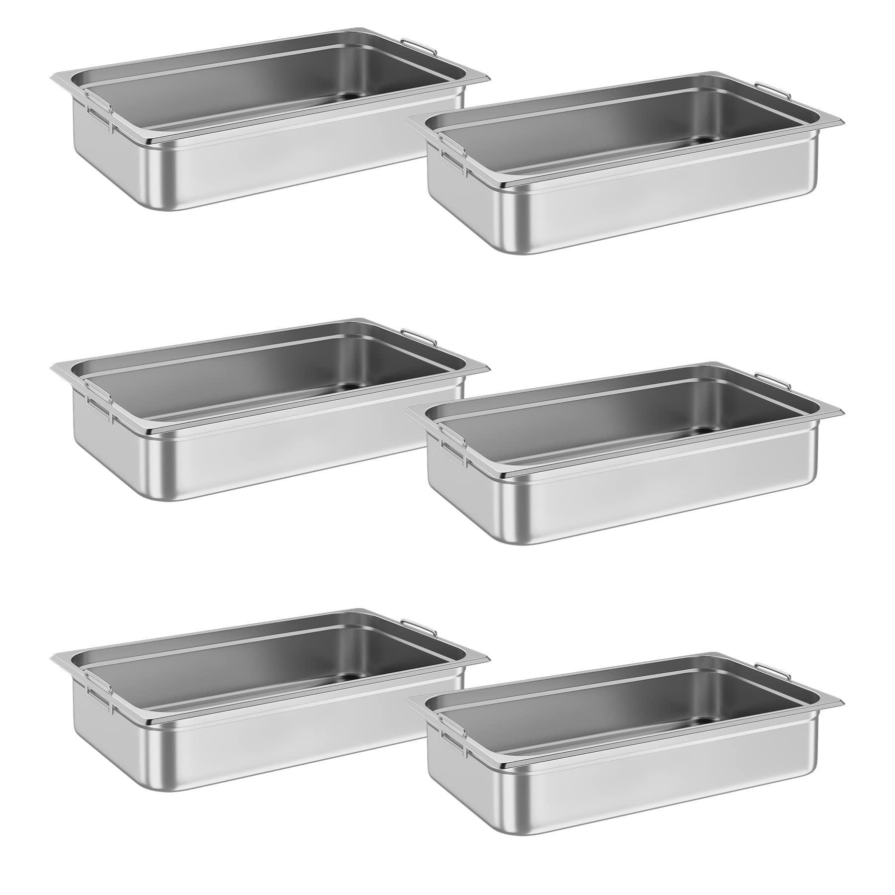 Huloretions 6 Pack Hotel Pans,Full Size 2.5''Deep,Commercial Stainless ...