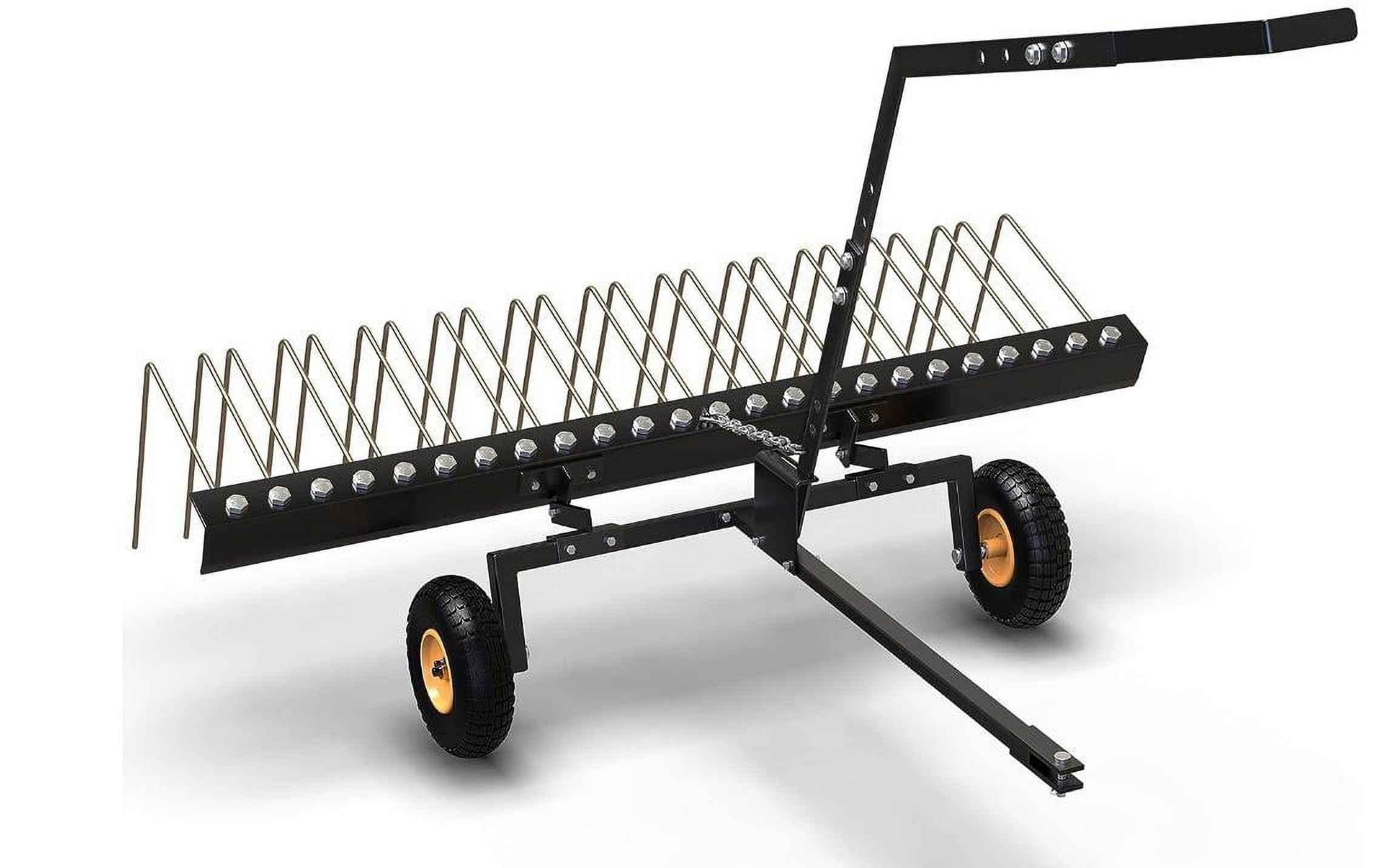 Huloretions 60 Inch Pine Straw Rake,24 Replaceable Elastic Steel Rake ...