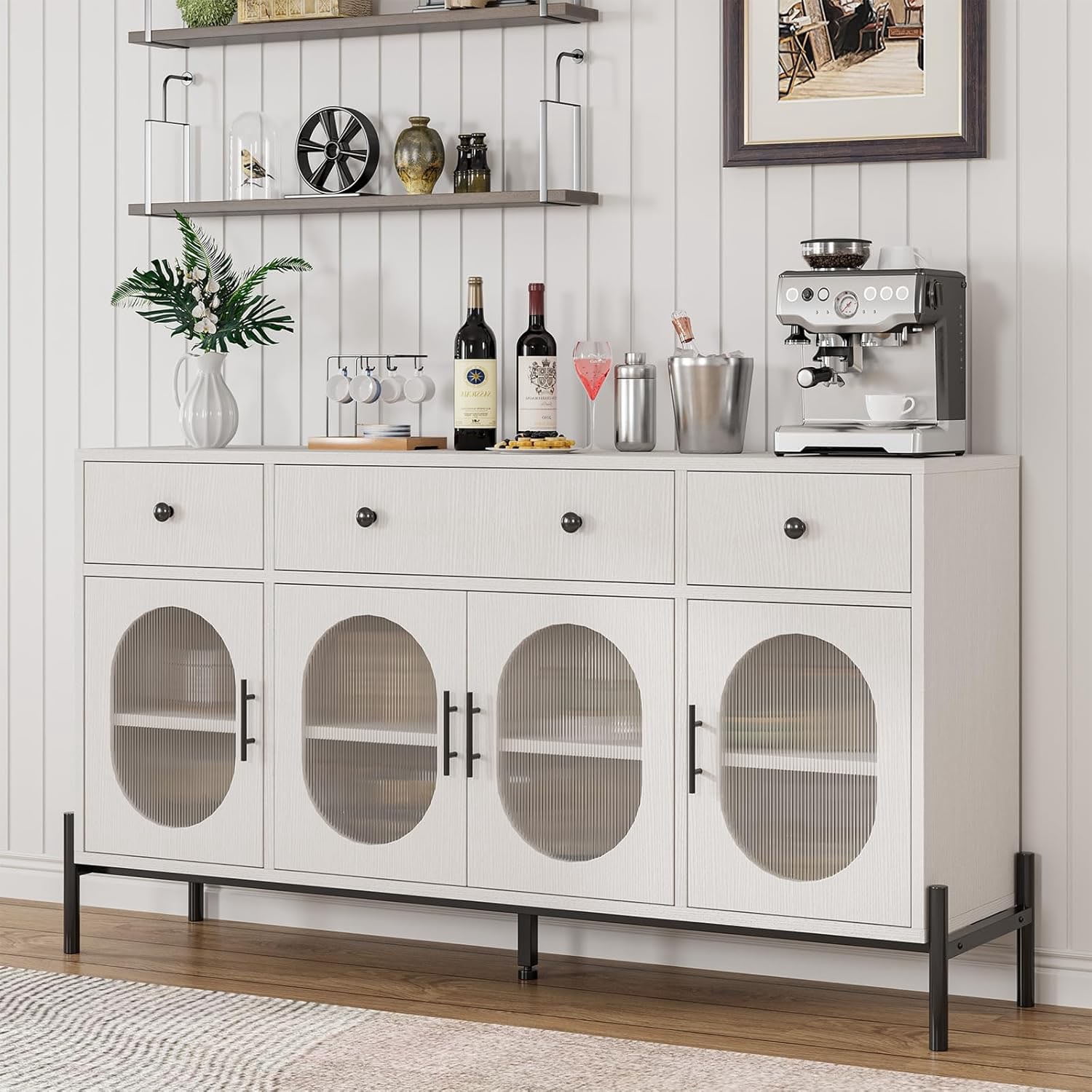 Huloretions 62'' Buffet Cabinet with Storage, Buffet Cabinet with ...