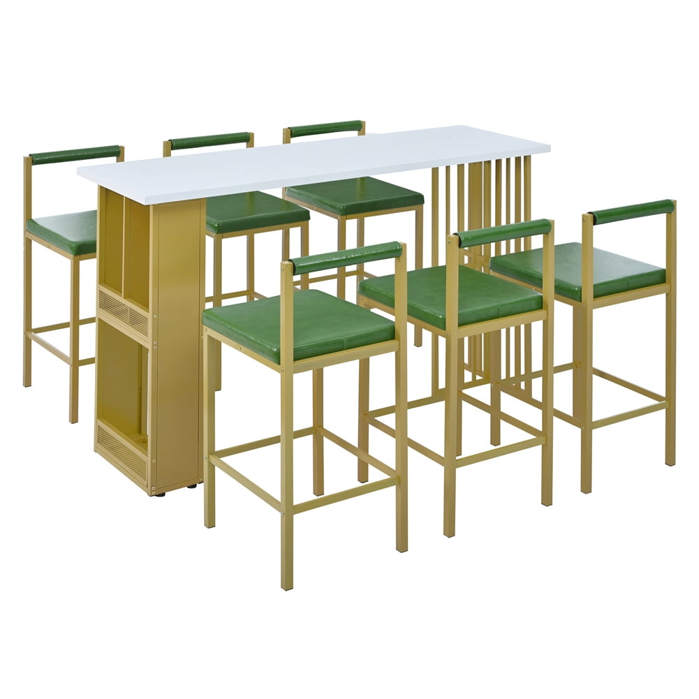 Huloretions 7 Pieces Counter Height Table Set,Space Saving Breakfast ...