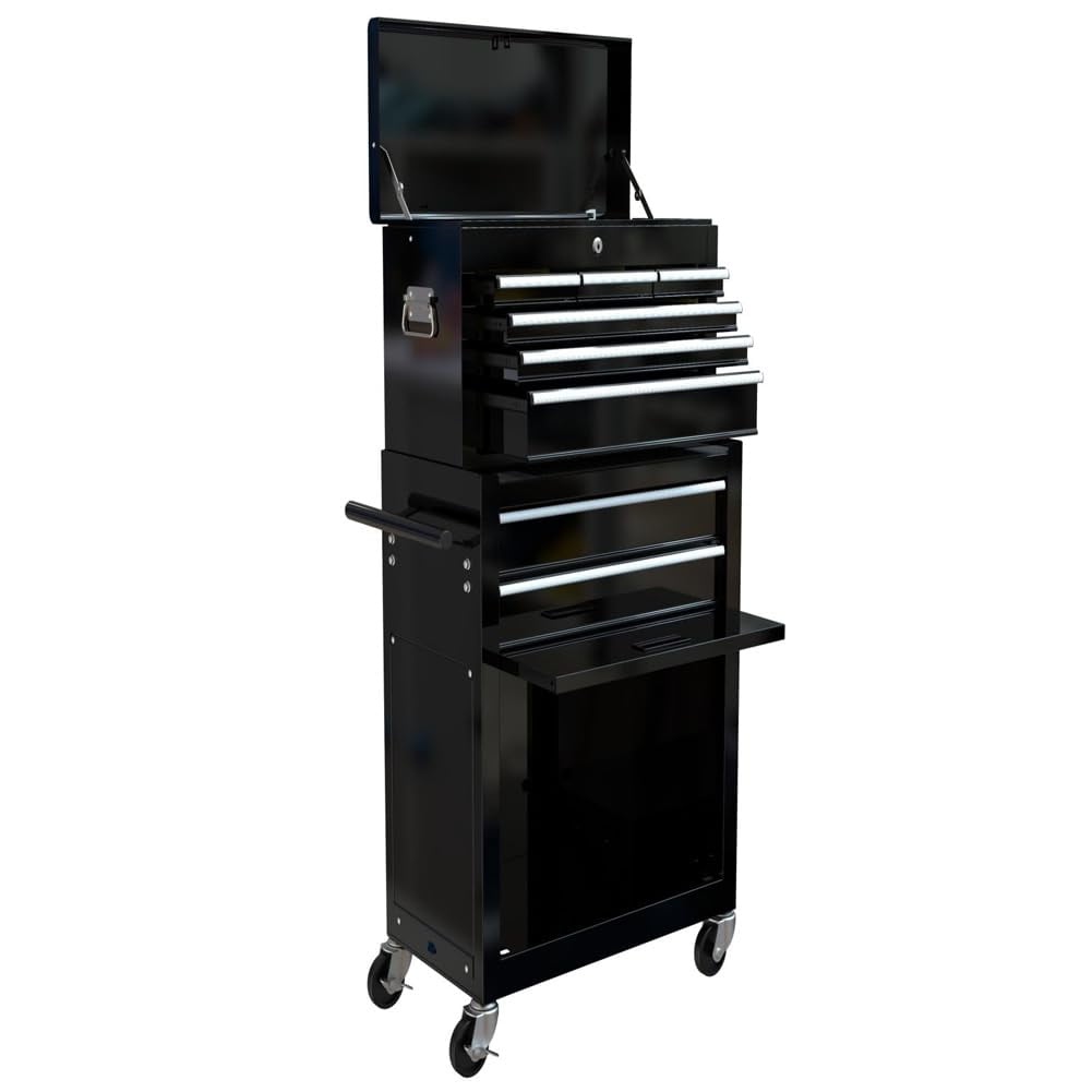Huloretions 8-Drawer Rolling Tool Chest With Detachable Top, Detachable ...