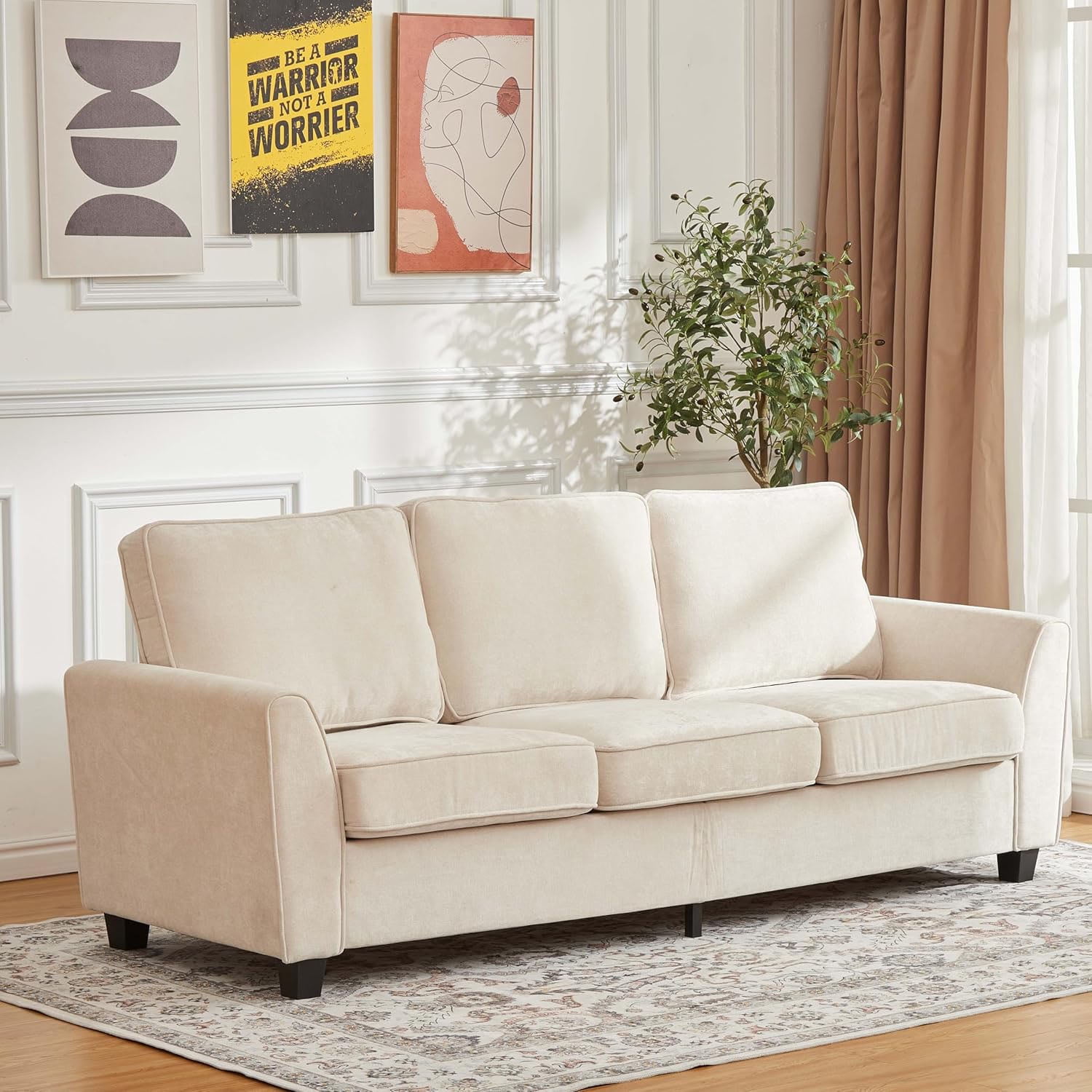 Huloretions 83 Inch Modern 3 Seater Sofa, Deep Seat Couch with Washable ...