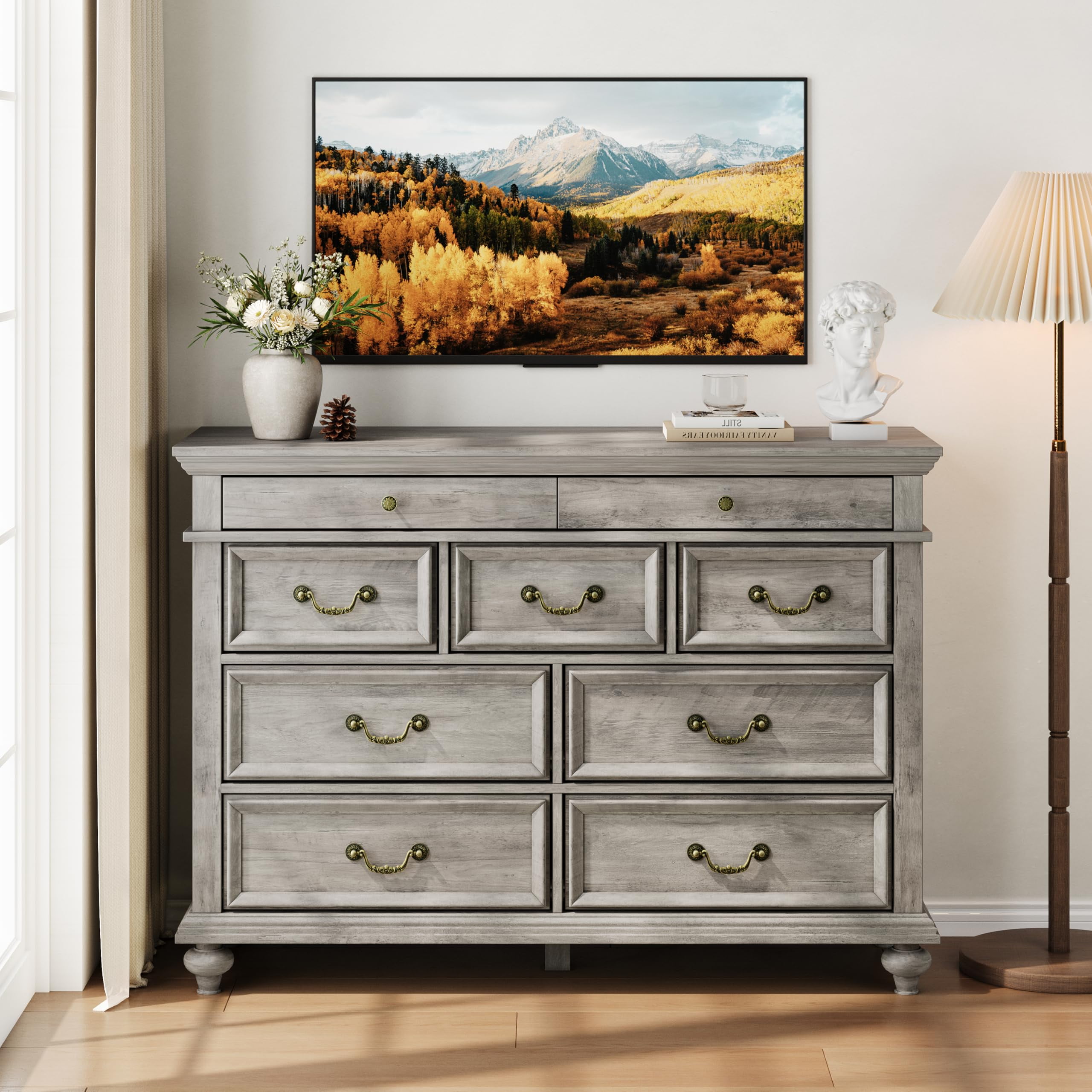 Huloretions 9-Drawer Dresser,Wood Storage Tower for Bedroom,Tall Chest ...