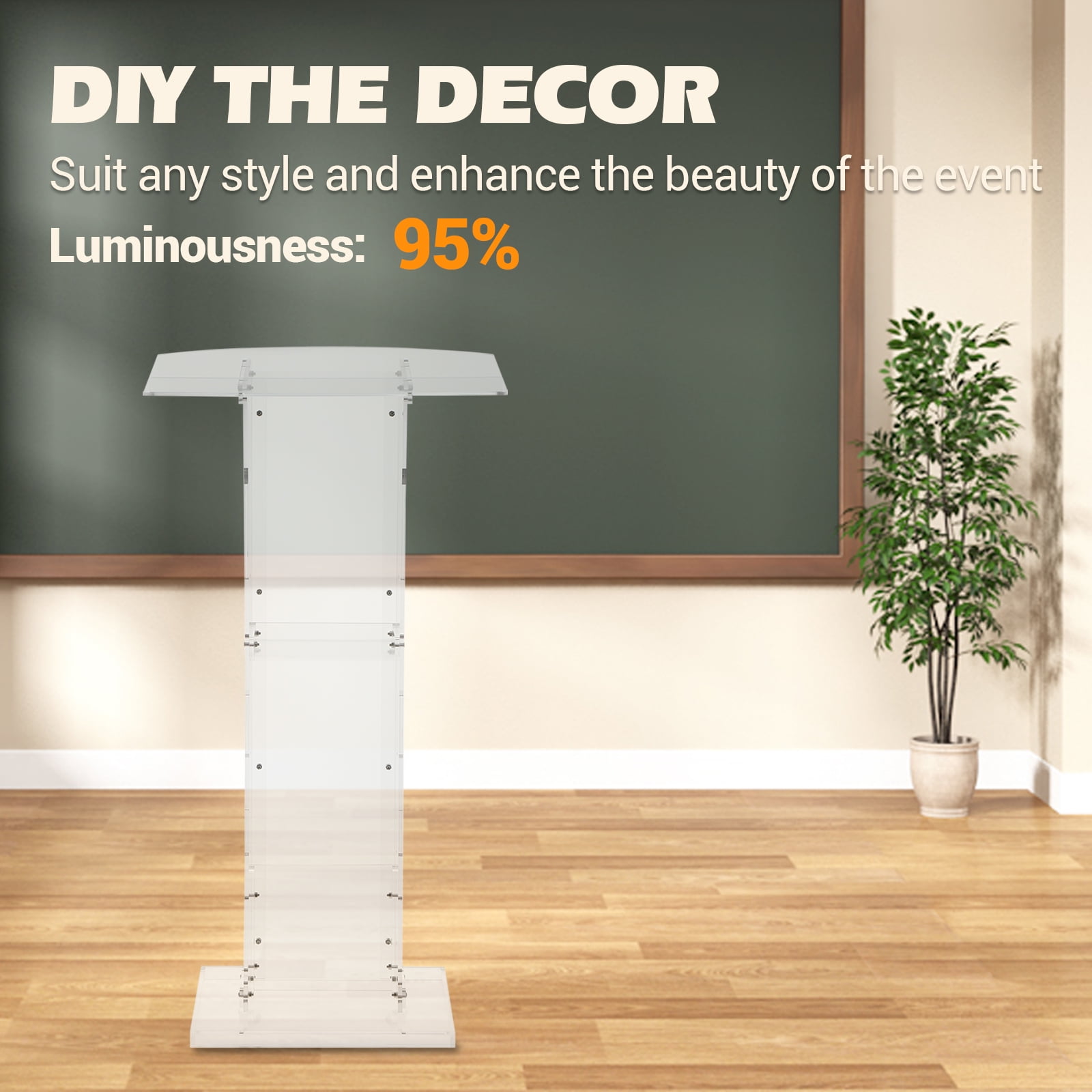 Huloretions Acrylic Podium Lecture Table,Mobile Standing Desk, Floor ...