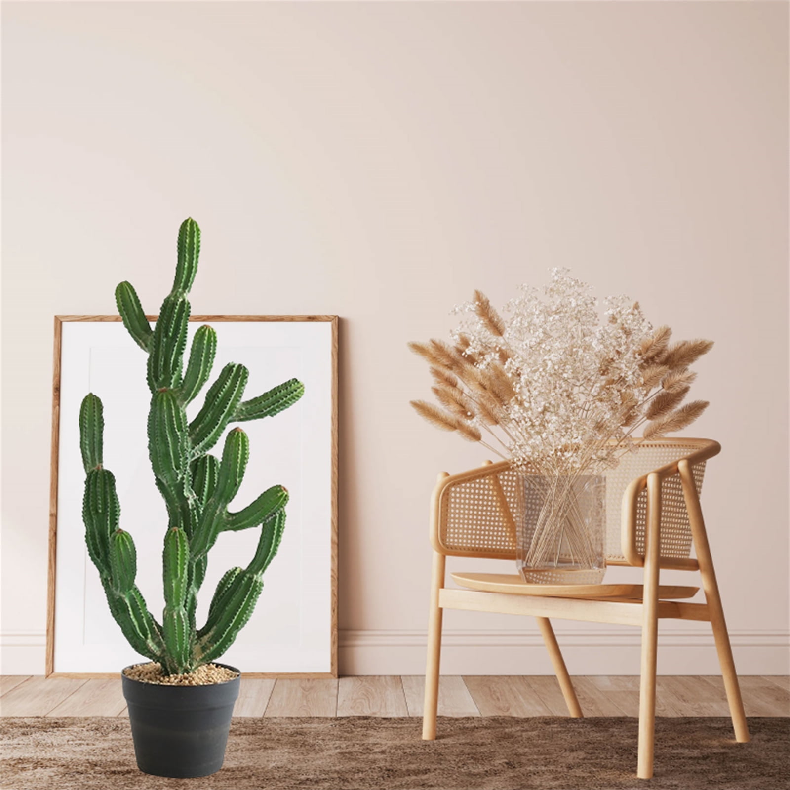 Huloretions Artificial Cactus, 32 Inch Fake Cacti Faux Plant with Black Planter, Realistic Large ...