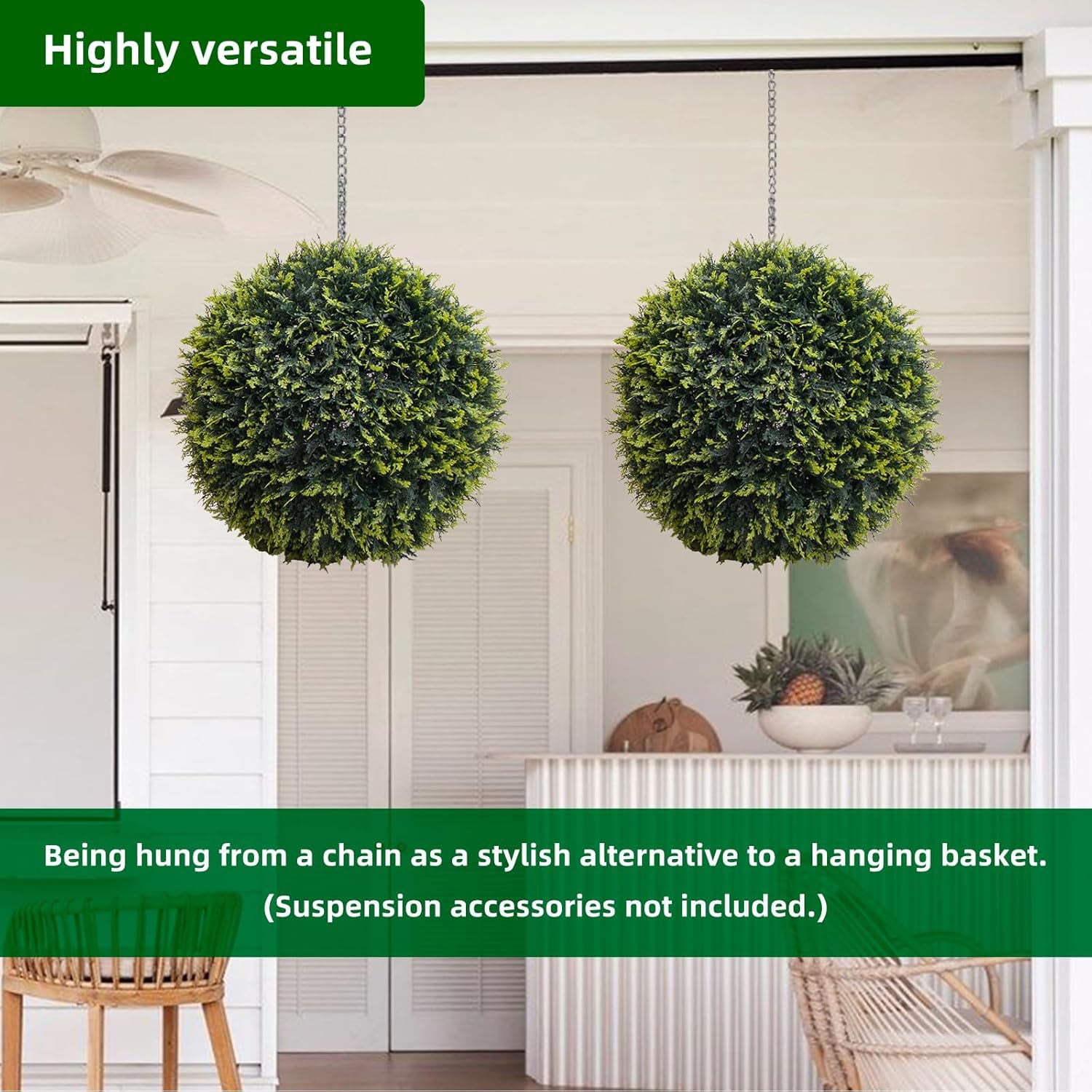 Huloretions Artificial Cedar Topiary Plant Balls Set of 2, 24.8 Inch ...