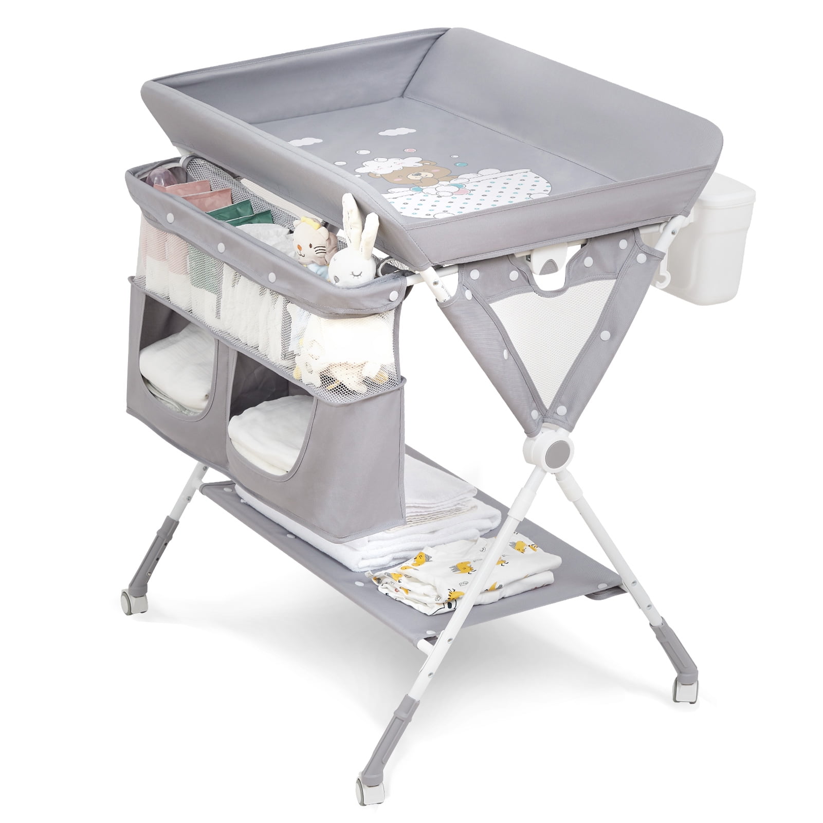 Huloretions Baby Changing Table With Wheels,Portable Adjustable Height ...