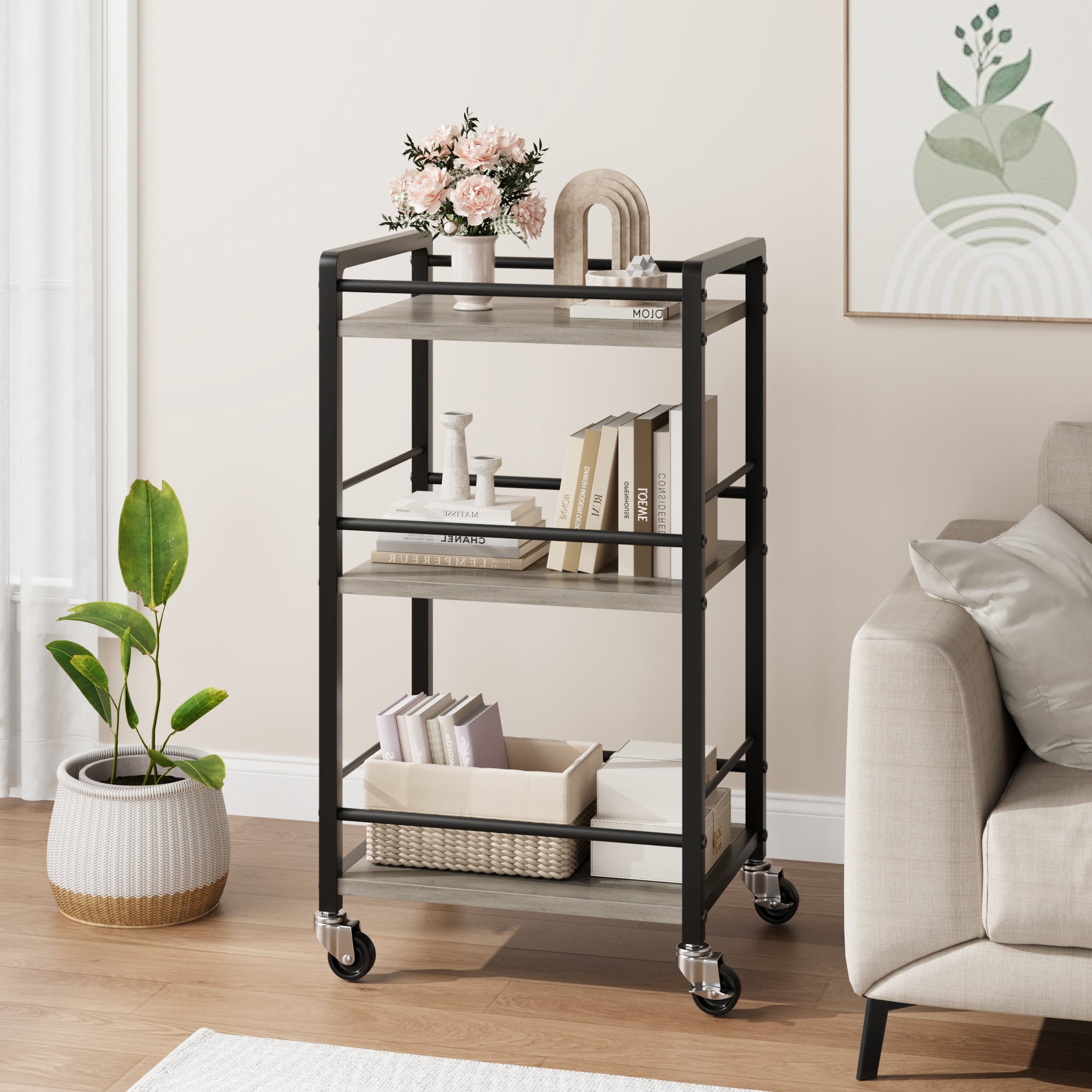Huloretions Bar Cart Kitchen Serving Cart,Microwave Cart Drink Cart ...