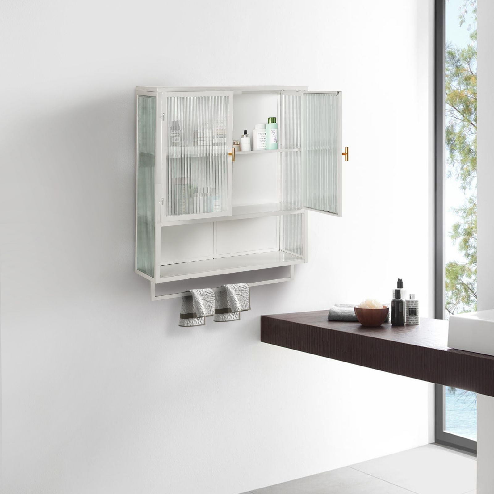 Huloretions Bathroom Removable Wall Medicine Cabinet with 2 Adjustable ...