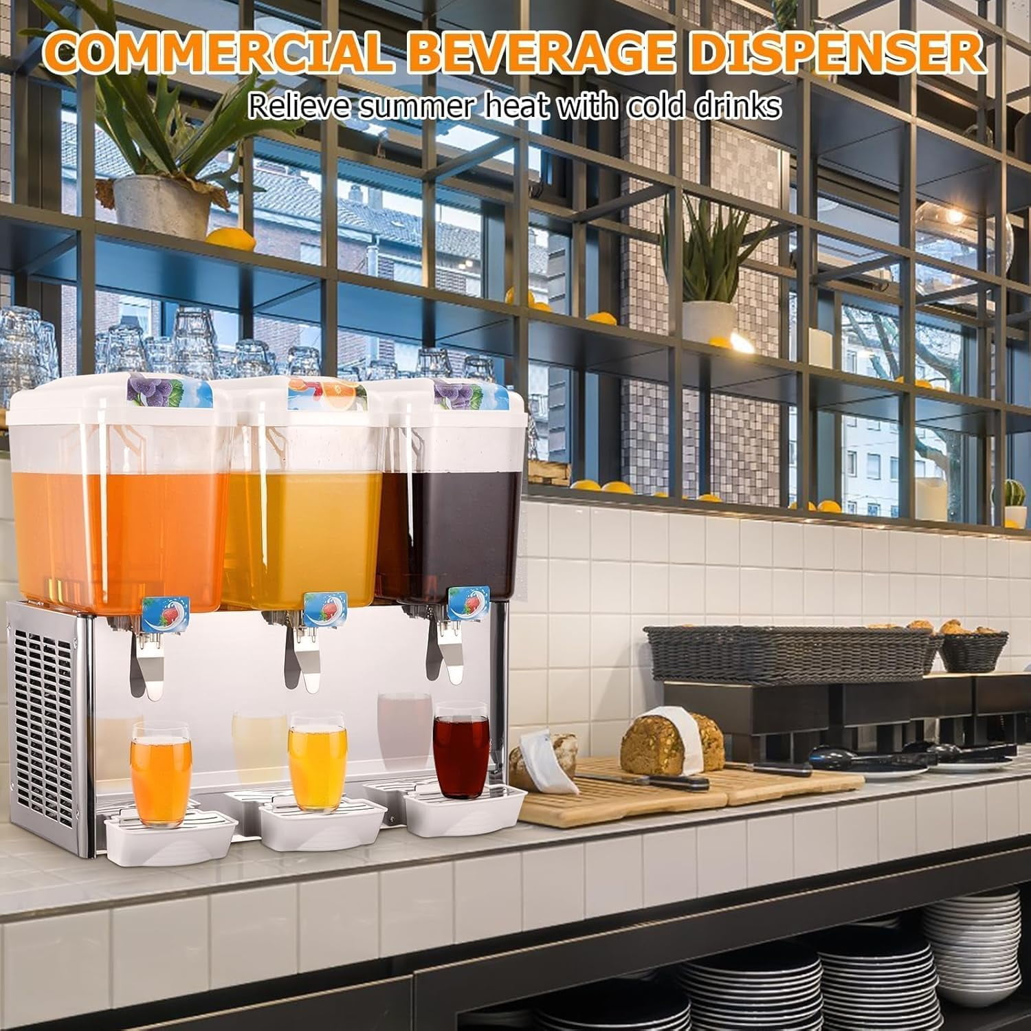 Huloretions Beverage Dispenser,1 Tanks 4.8 Gallon Stainless Steel ...